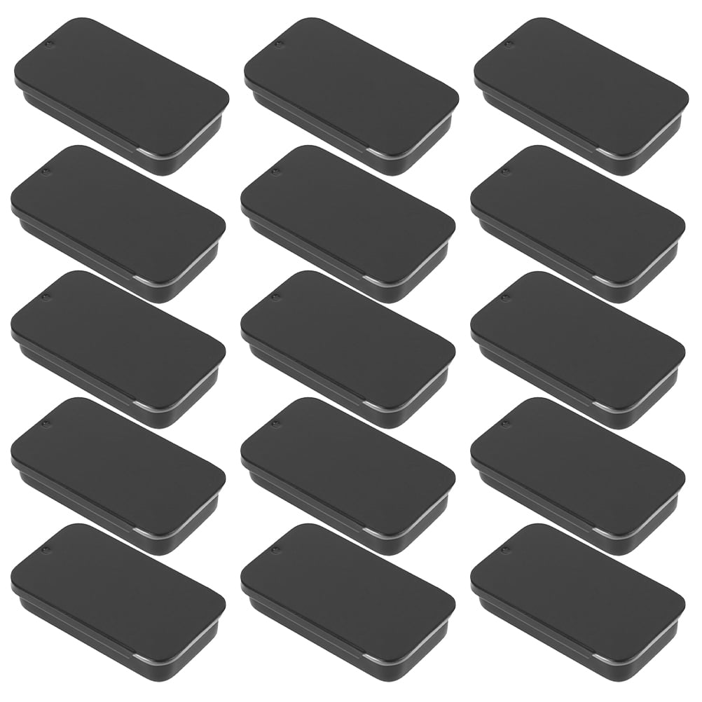 WEUVEB 20Pcs Sliding Lid Tin Boxes Black Tinplate Storage Organizer for ...