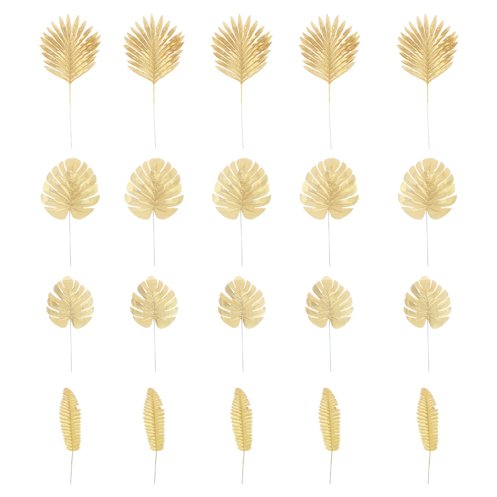 WEUVEB Artificial Gold Leaves 20Pcs Lifelike Silk Leaf Stems Home Party ...