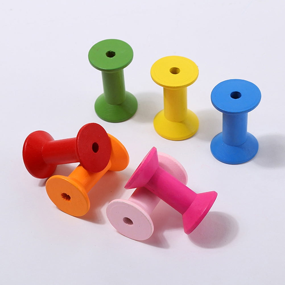 WEUVEB 20Set Unfinished Spools Cylindrical Wooden Thread Holder for ...