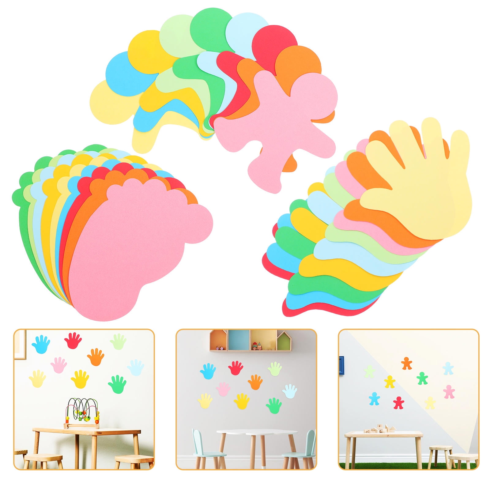 WEUVEB 27Pcs Multicolor Hand Cutouts Paper Crafts for Classroom Door ...