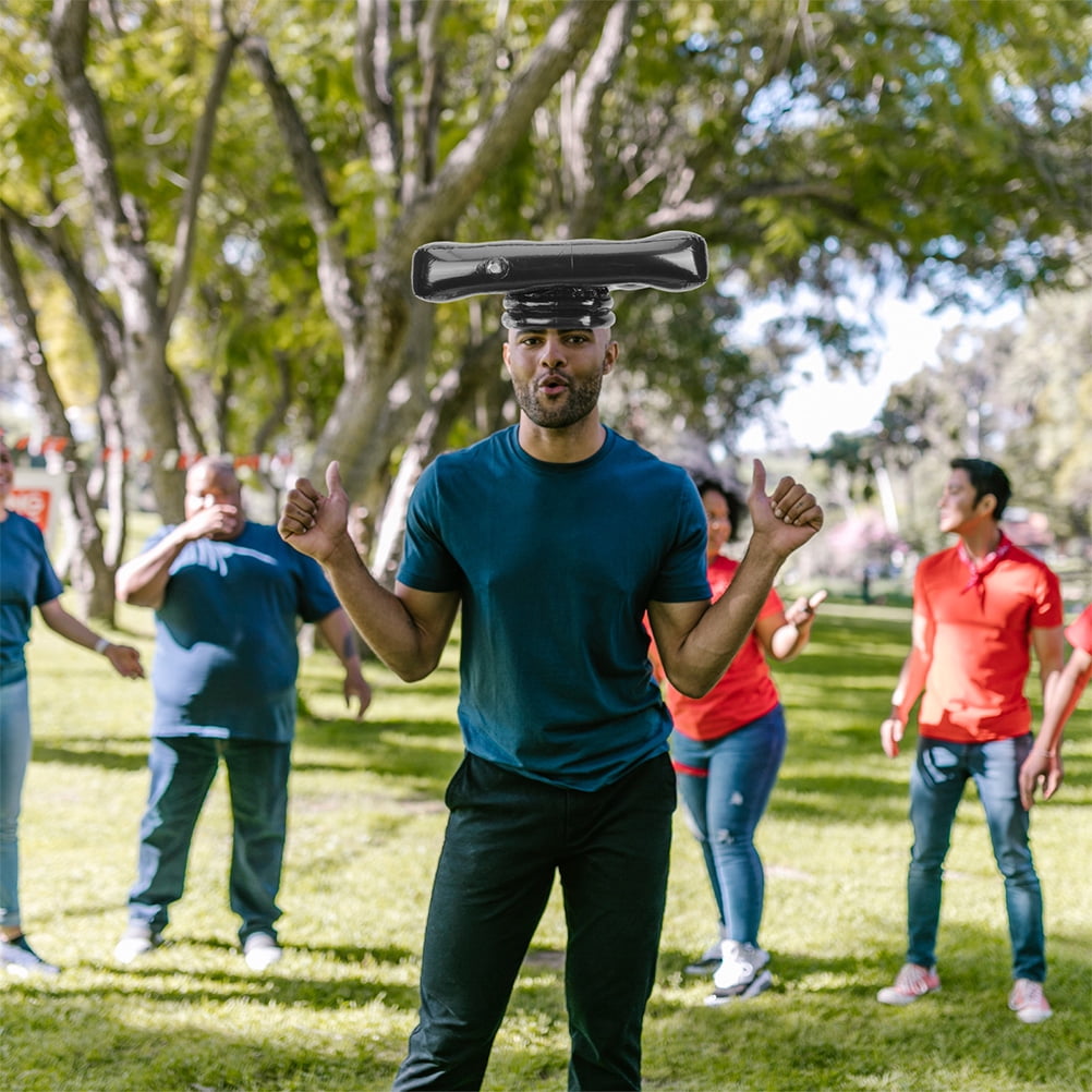 WEUVEB 2Pack Inflatable Pong Hat Black Triangular Toss Game for Adults ...