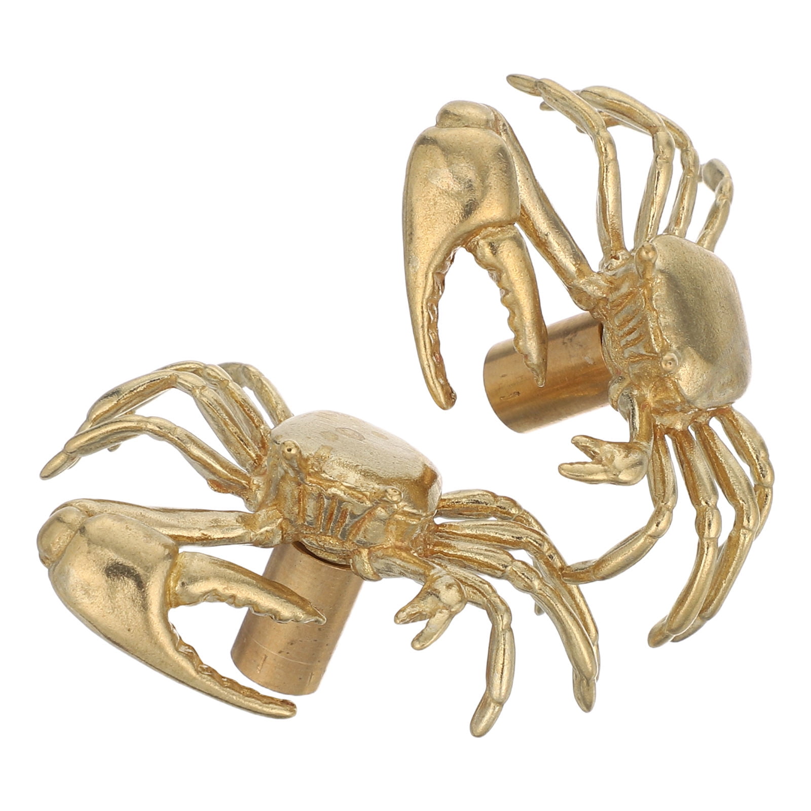 WEUVEB 2Pcs Golden Brass Crab Shape Cabinet Knobs Coastal Nautical ...