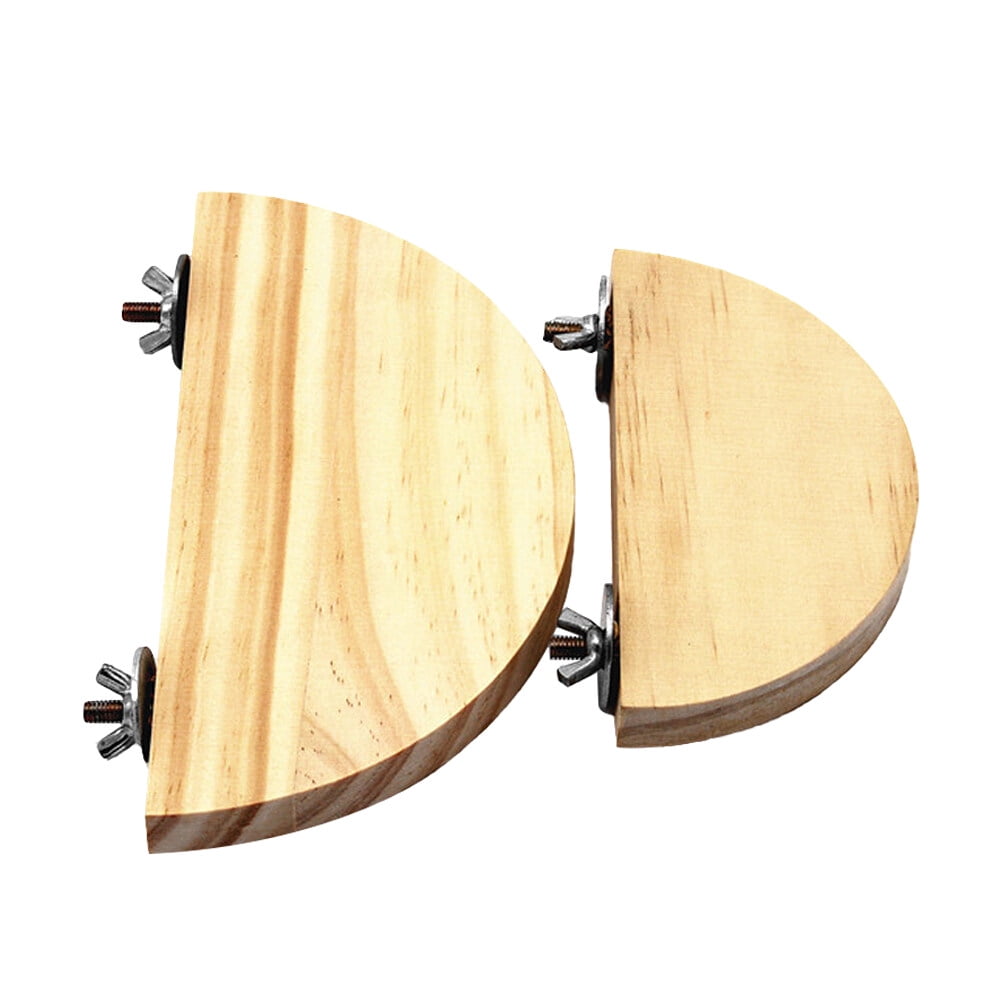 WEUVEB 2Pcs Parrot Wood in Khaki Semicircle Stands for Small Pet ...