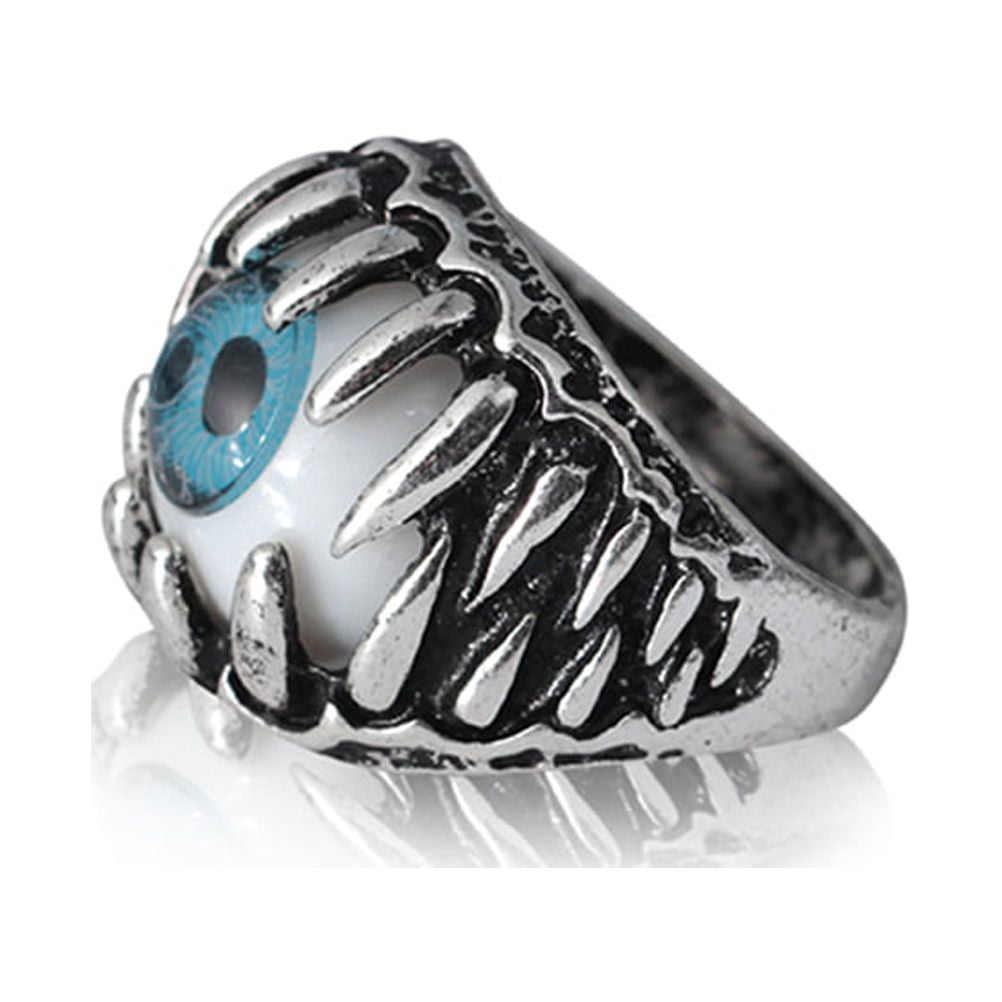 WEUVEB 2pcs Evil Eye Charm Ring Copper Biker Theme Gothic For Men Party ...