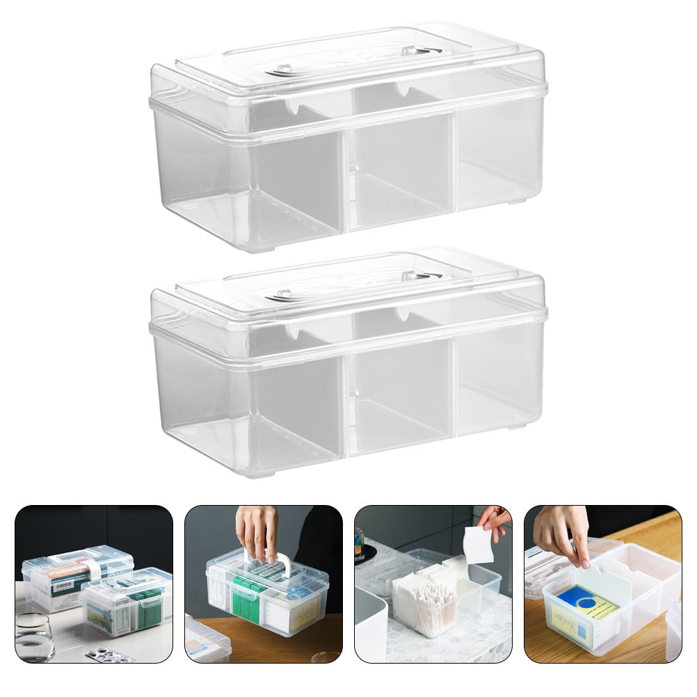 WEUVEB 2Set Plastic Compartment Storage Containers Transparent for ...