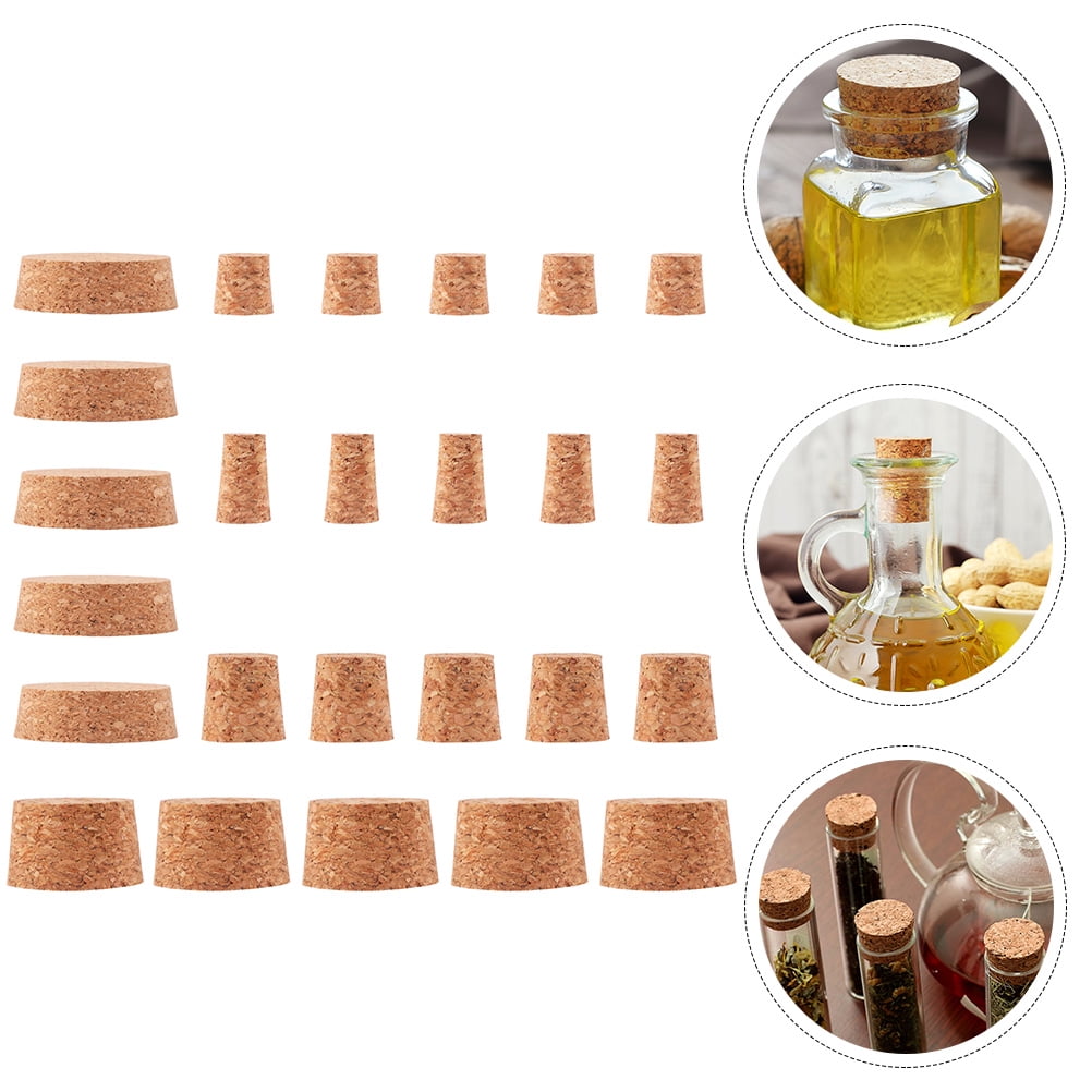 WEUVEB 30 Pcs Cork Stoppers Chocolate Round Decanter Stopper ...