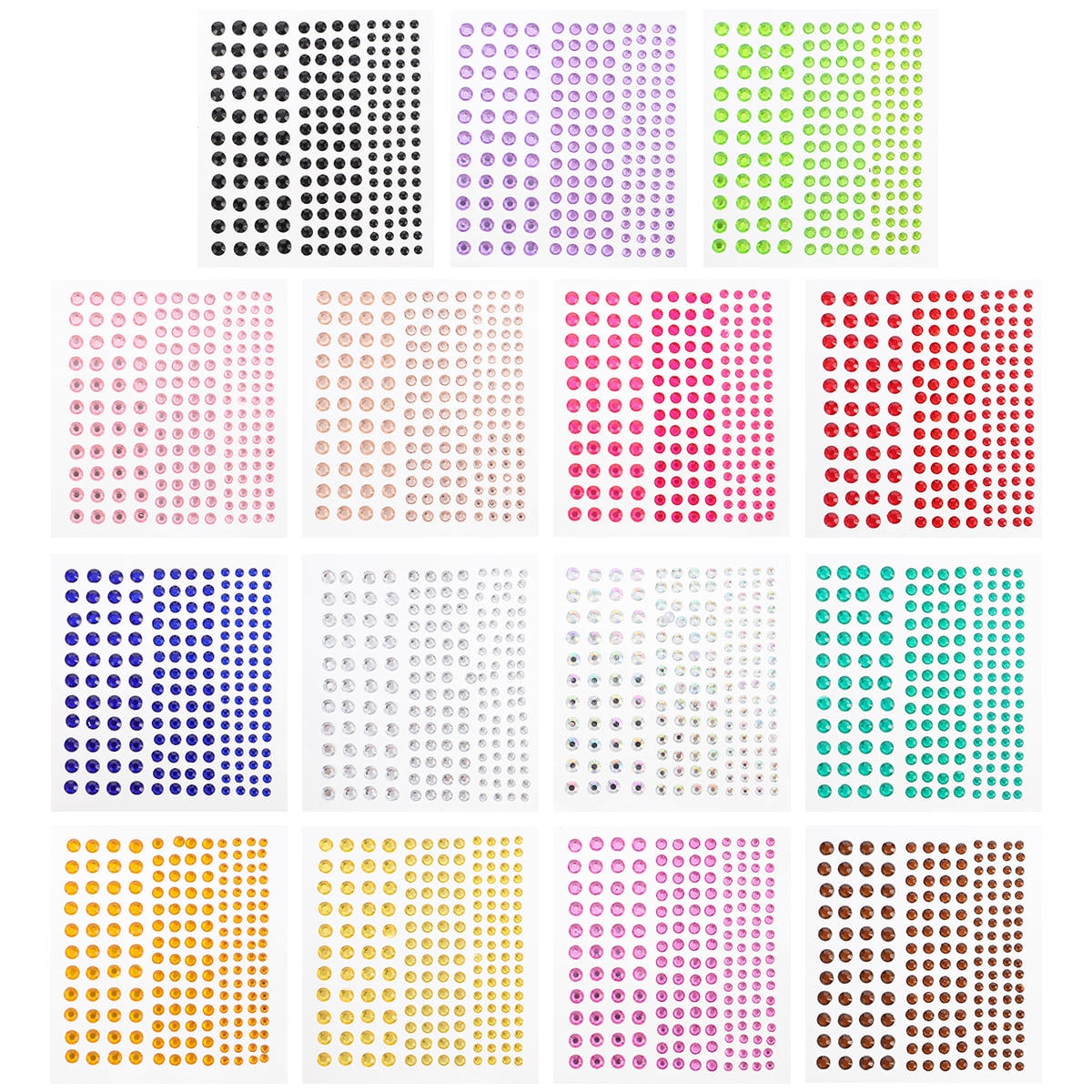 WEUVEB 35Pcs 15 Sheets Square Acrylic Diamond Stickers For Nail Art And ...