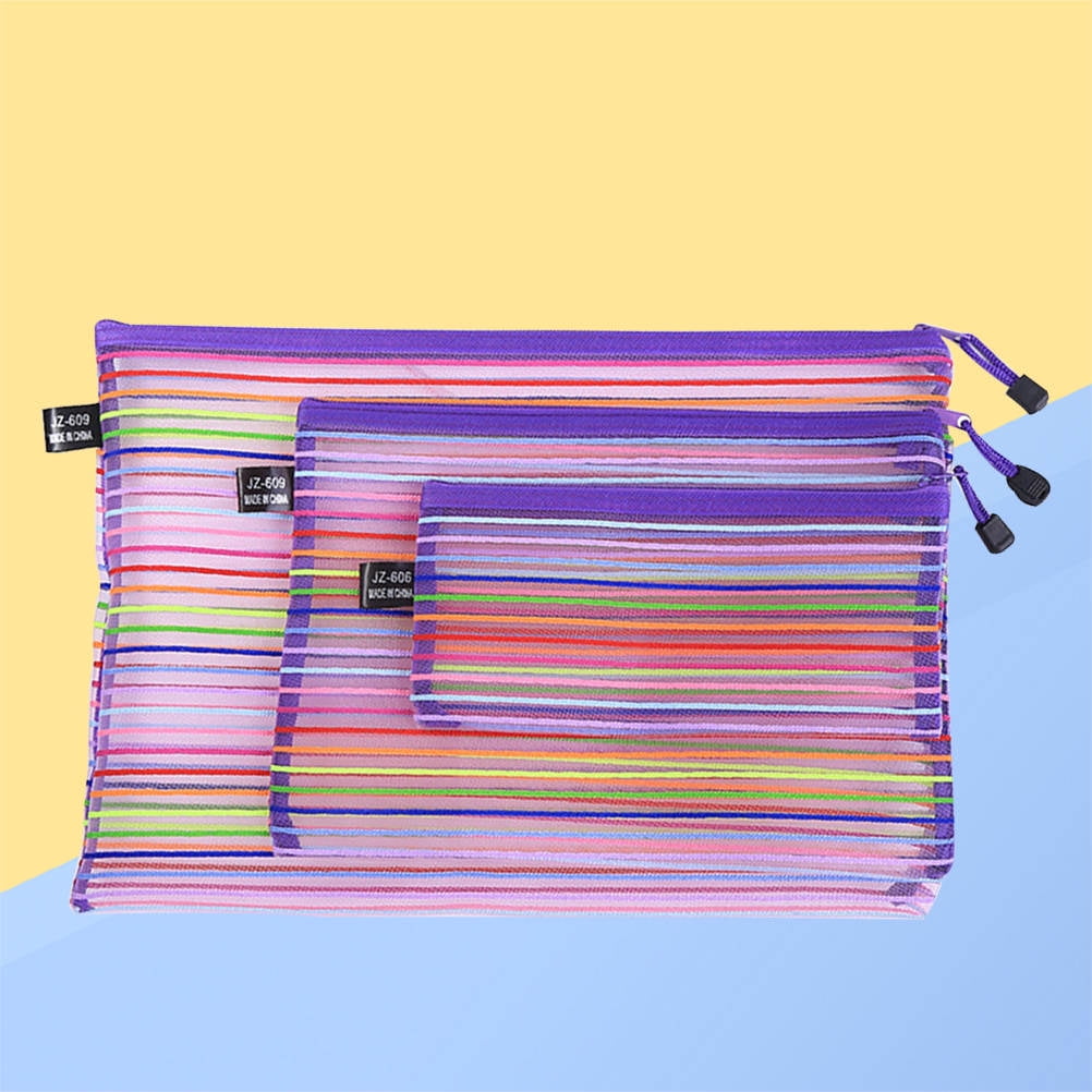 WEUVEB 3-Pack Mesh File Bags Nylon Storage Organizer Pouches in ...