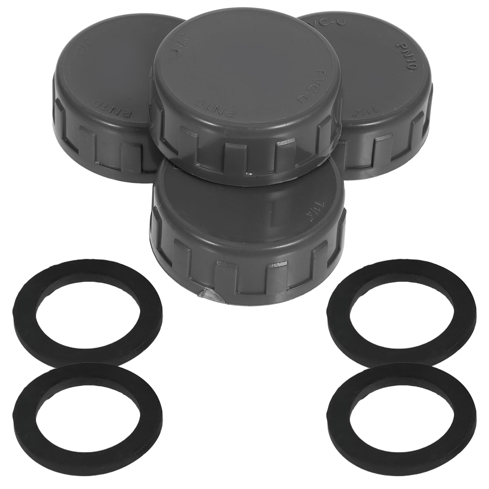 WEUVEB 4 Sets PVC Threaded Pipe Caps Grey Circular for Preventing Leaks ...
