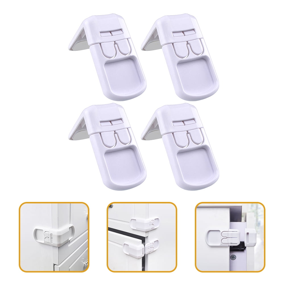WEUVEB 4Pcs Child Safety Drawer Locks White ABS Right Angle Design For ...