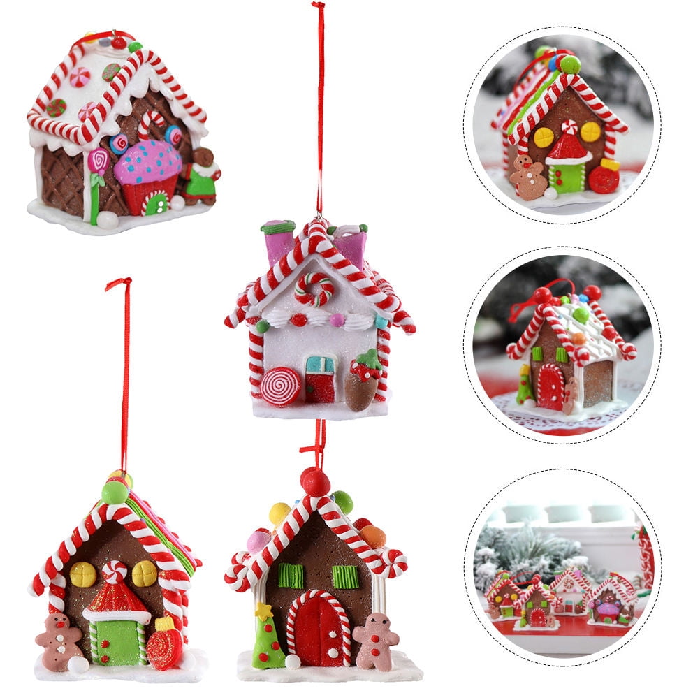 WEUVEB 4Set House Shaped Decor Assorted Color 2.8x3x2in Polymer Clay ...