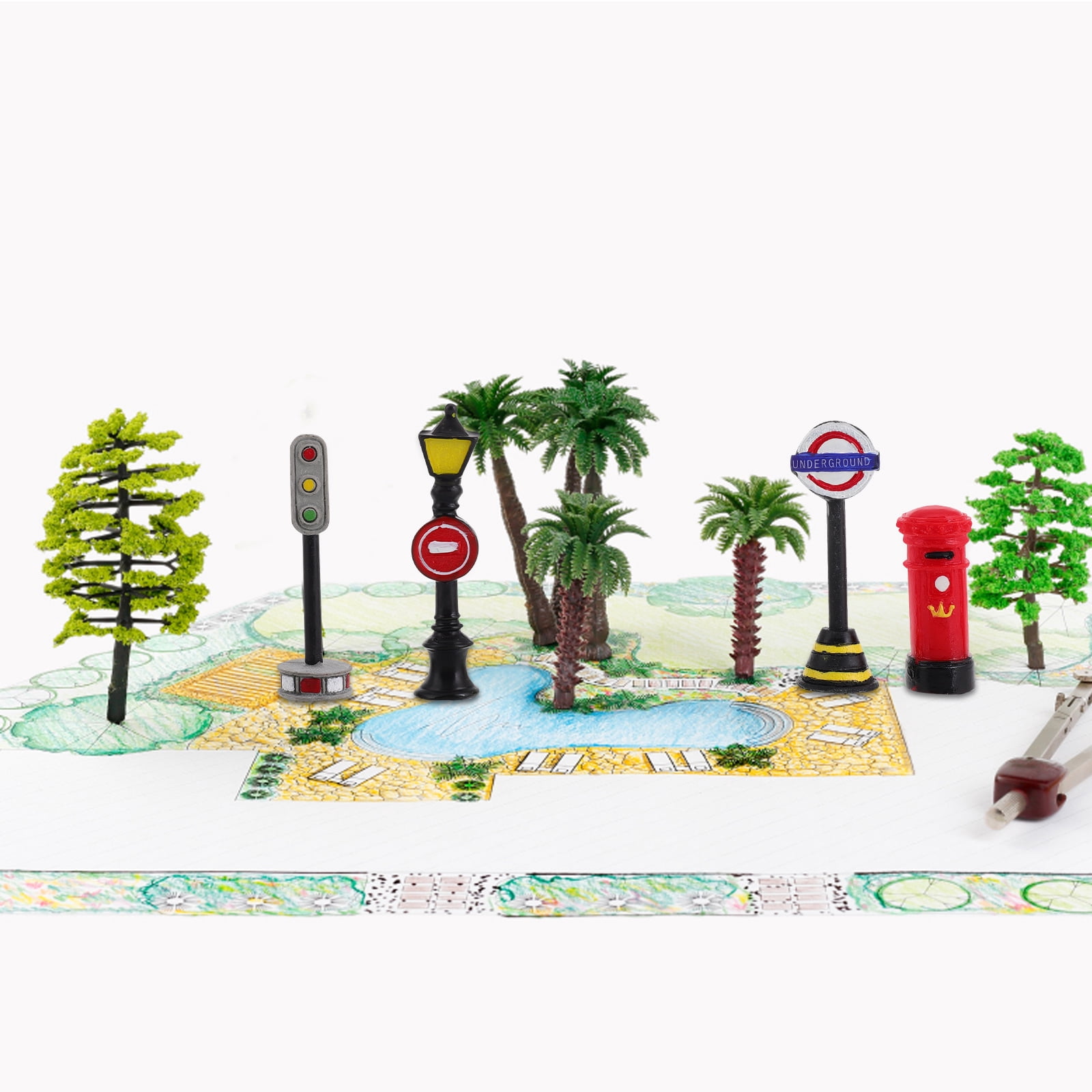 WEUVEB Dollhouse Street Signs Assorted Color Resin for Micro Landscape ...