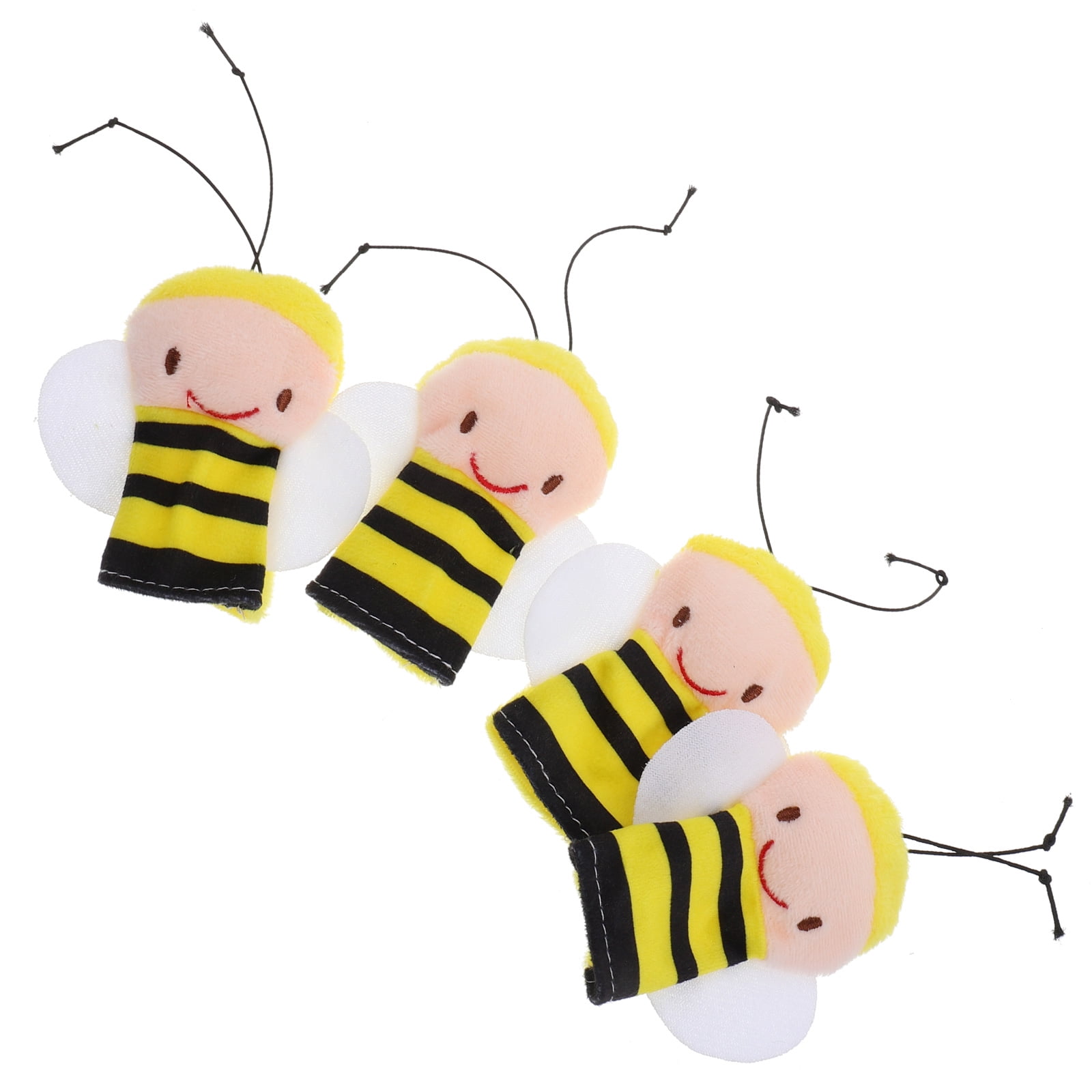 WEUVEB 4Pcs Cute Bee Finger Puppet Set Soft Plush Animal Puppets for ...