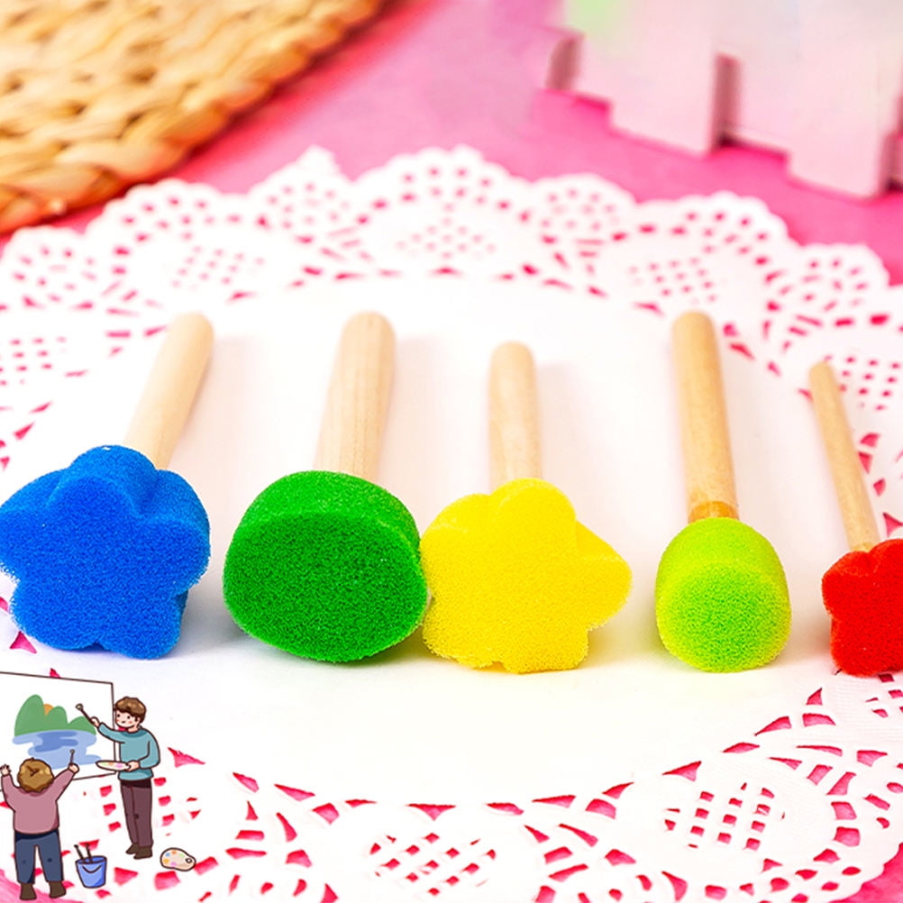 WEUVEB 5 Per Set Kids Paint Tool Flower Shape Sponge For School ...