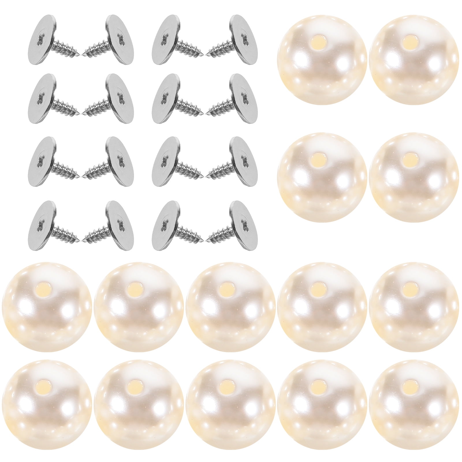 WEUVEB DIY 50Pcs Design Beige Metal Plastic No Sew Round Buttons ...