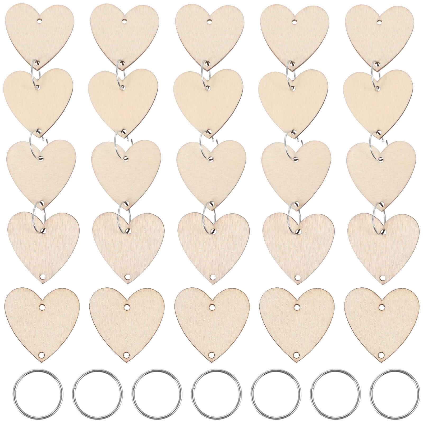 WEUVEB 50Pcs Iron Loops Set With Heart Wooden Slices For Craft ...