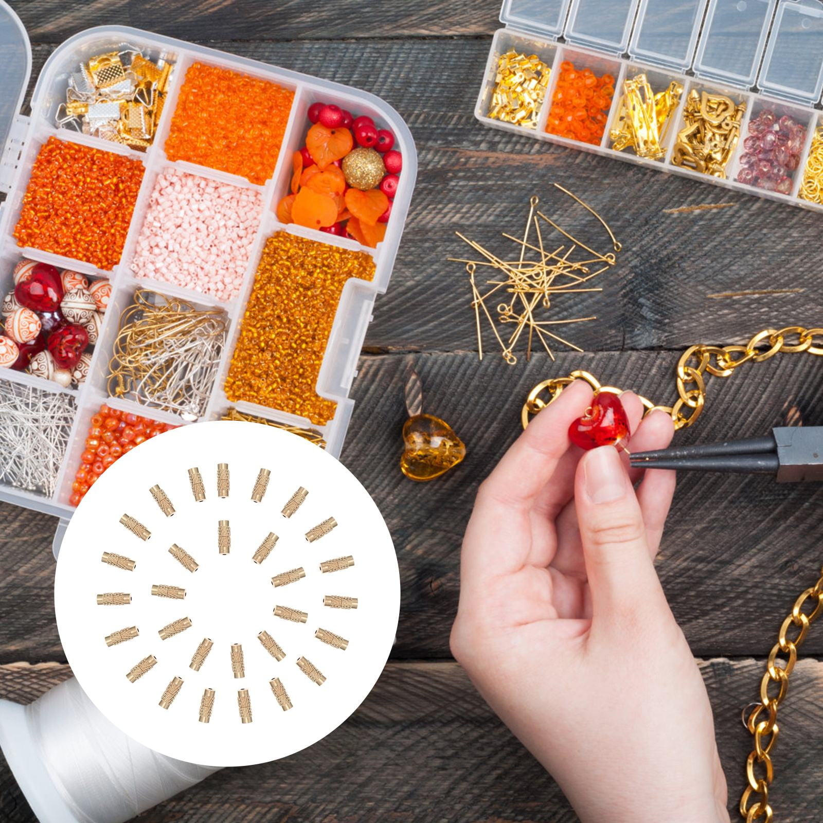 WEUVEB 50Set End Caps for Jewelry Making Golden Copper for Diy ...