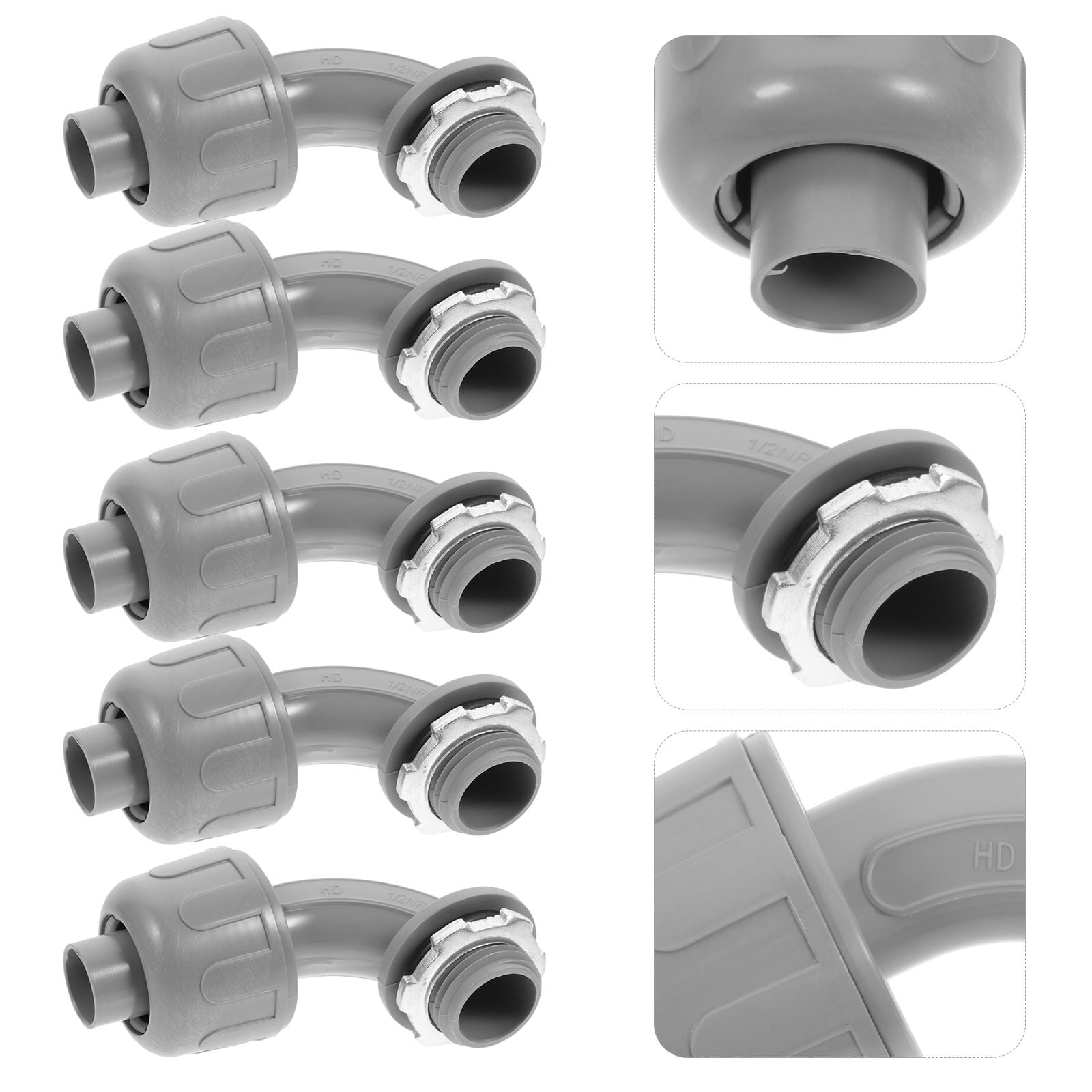 WEUVEB 5Pcs Angled Electrical Conduit for Pumps Grey PVC 1/2 Inch ...