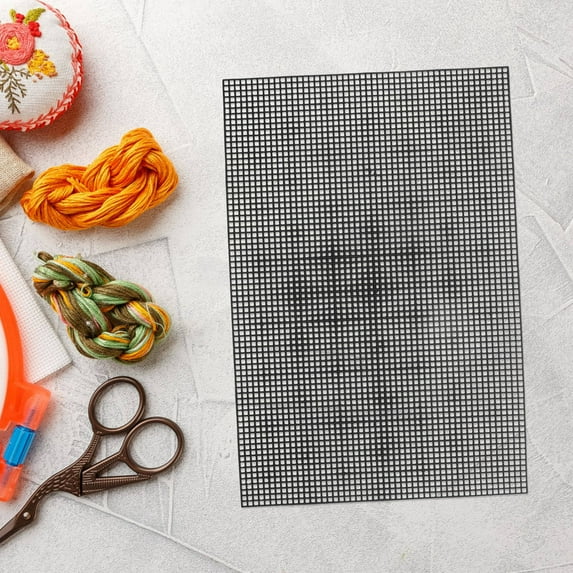 WEUVEB 5Pcs Black Plastic Canvas Mesh Fabric Durable Grid for Cross ...