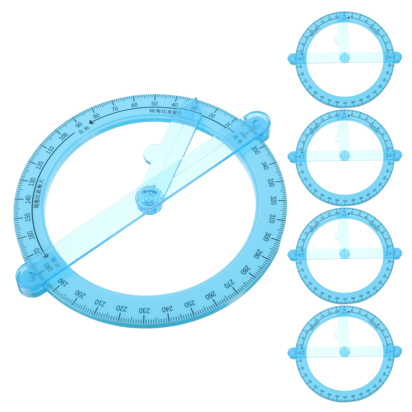 WEUVEB Movable Angle Protractor Blue Plastic 360 Degree Swing Arm ...