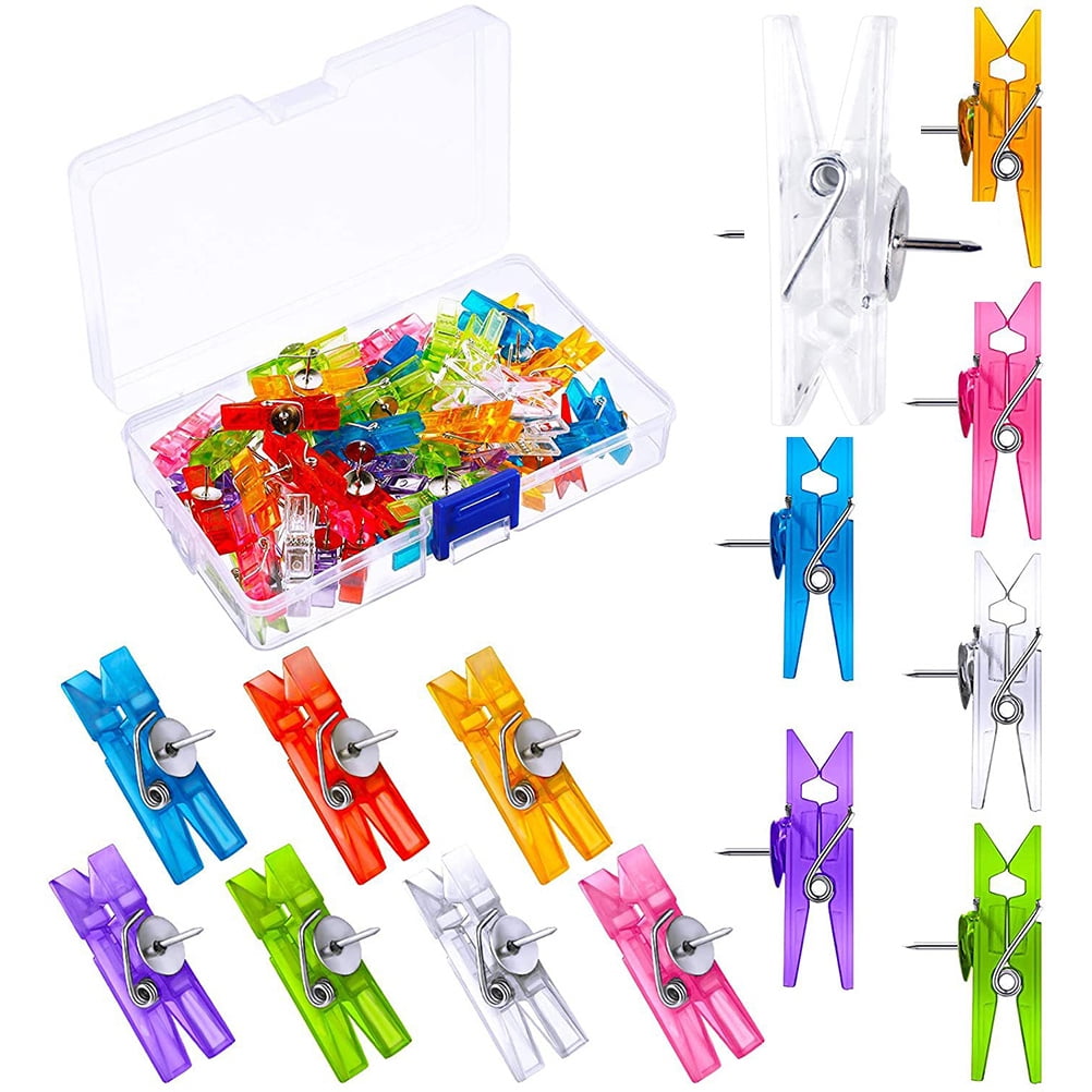 WEUVEB 60 Pieces Mini Push Pin Clips Colored For And Diy Crafts ...