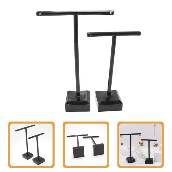 WEUVEB 6Pcs Acrylic Jewelry Display Stand T Shape Design Black for ...