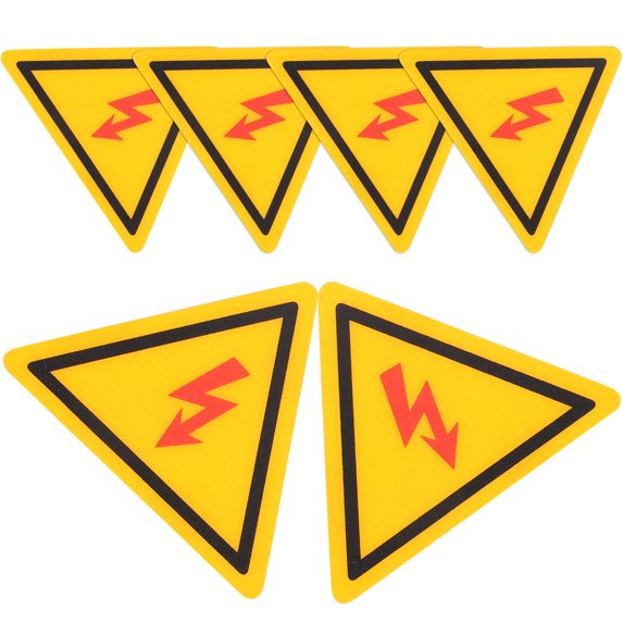 WEUVEB 6Pcs Electric Shock Warning Stickers Yellow Pc Material Caution ...