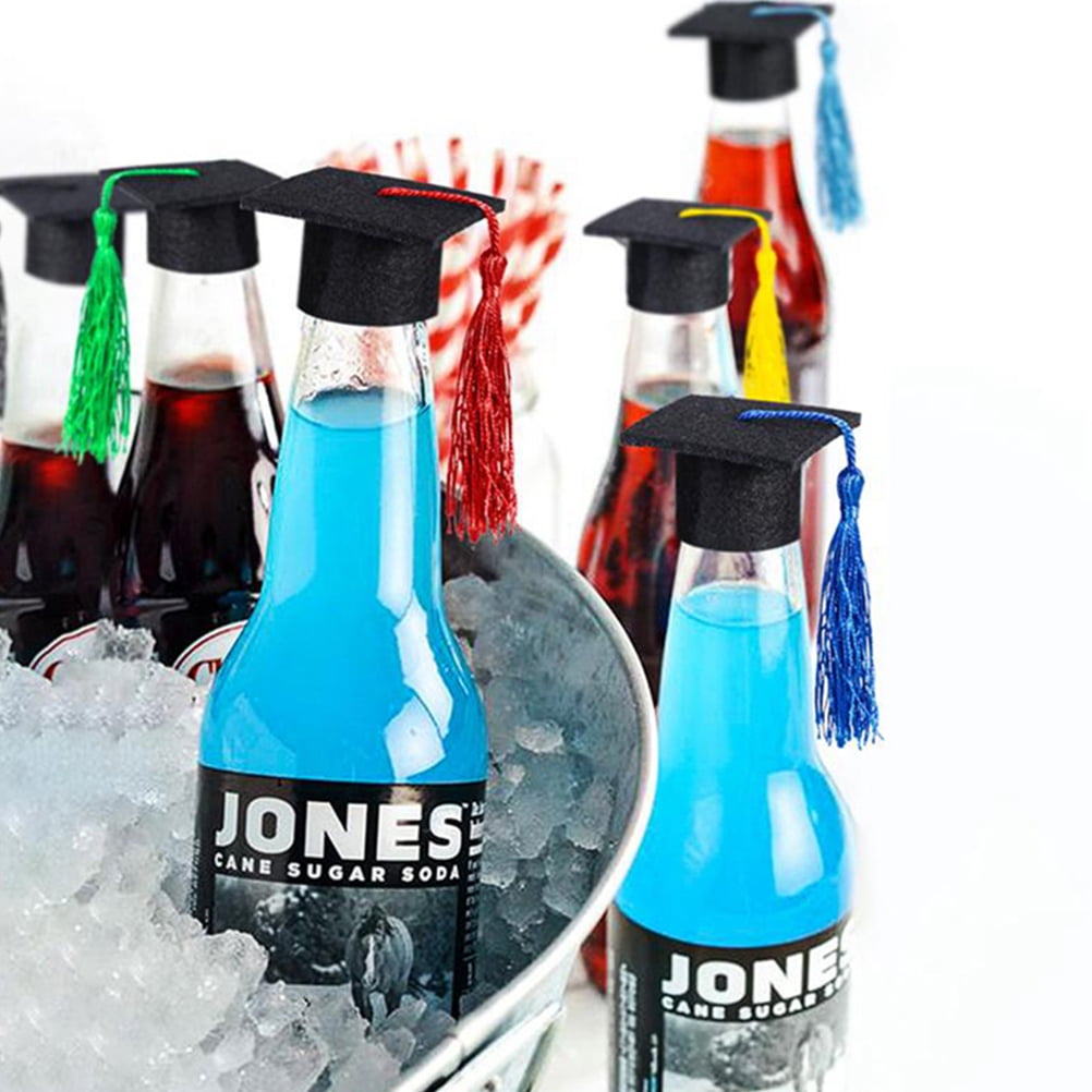 WEUVEB 6Pcs Graduation Cap Bottle Toppers for Wine Bottles in Green and ...