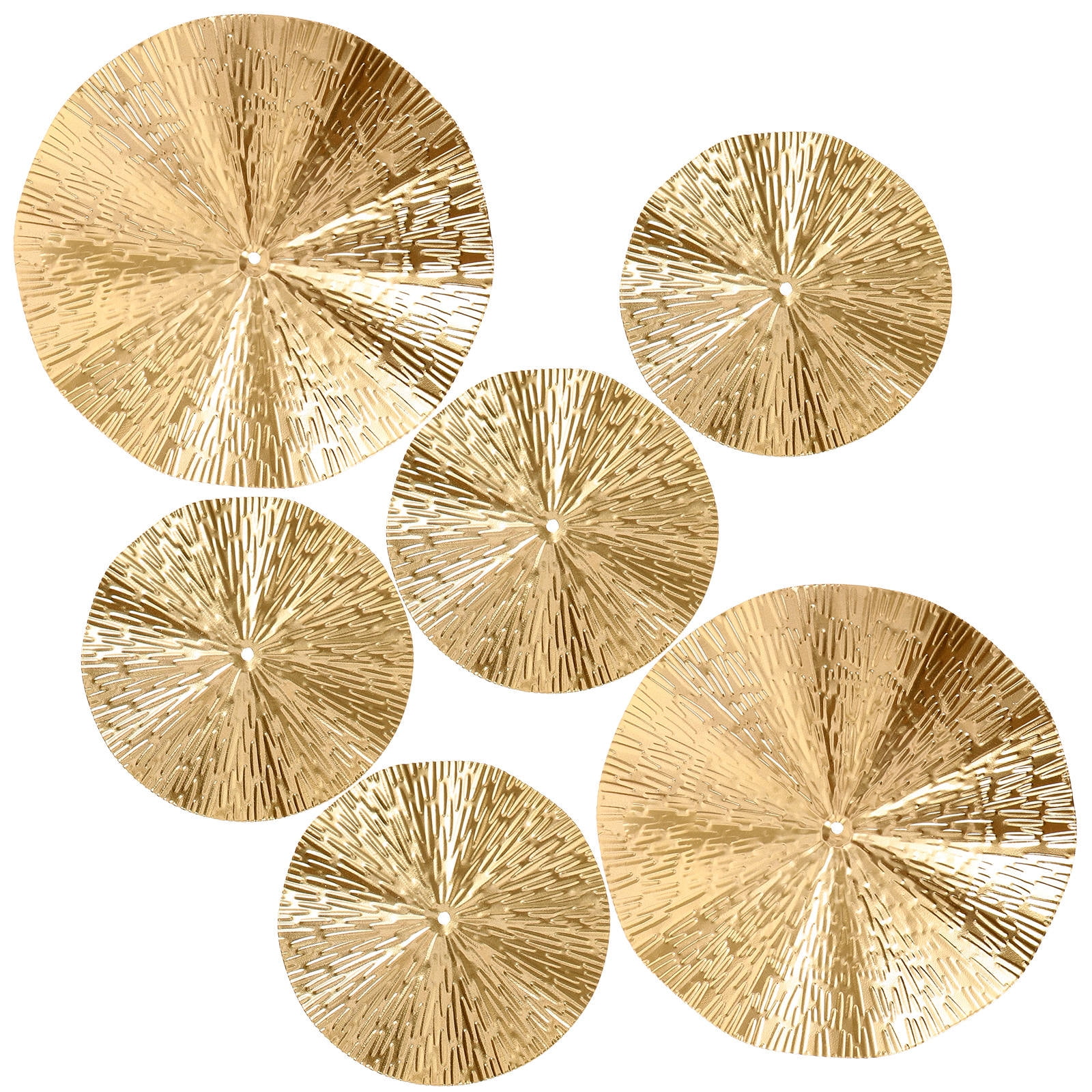 WEUVEB 6Pcs Metal Disc Wall Art Golden Modern Accent Hanging for Living ...