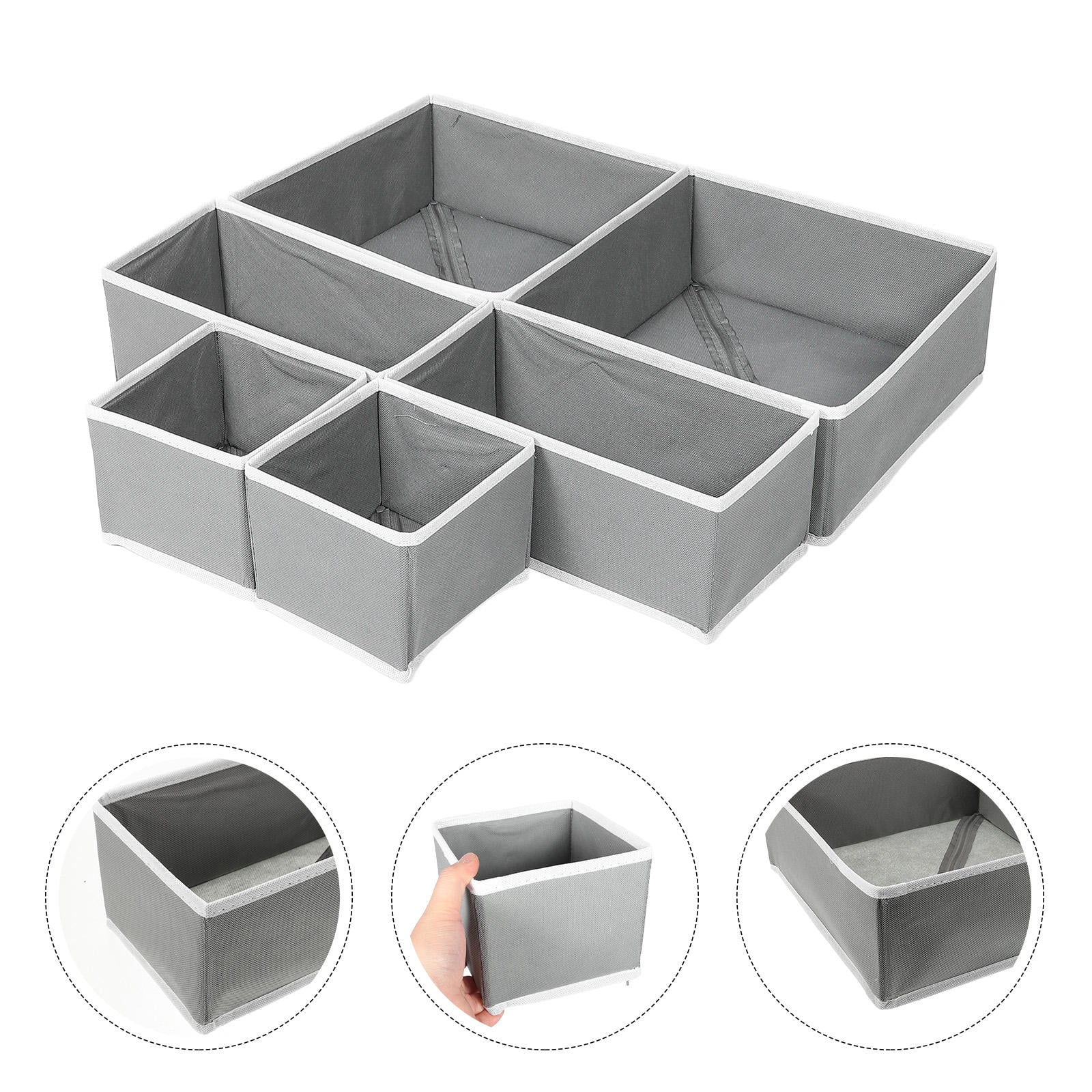 WEUVEB Grey Nonwoven Fabric Drawer Organizers with 6 Divided ...