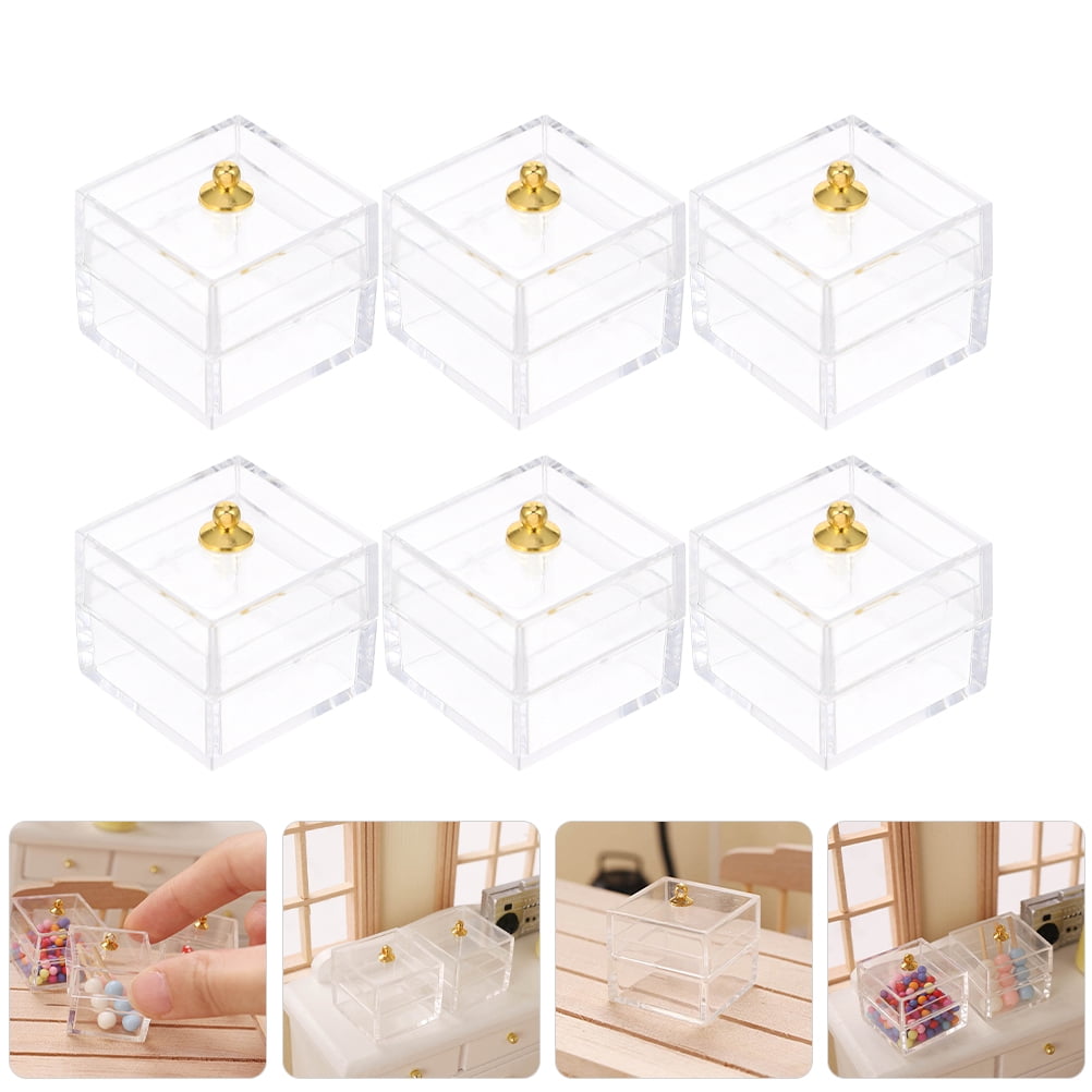 WEUVEB 6pcs Box Miniature Storage Box Clear Dollhouse Containers For ...