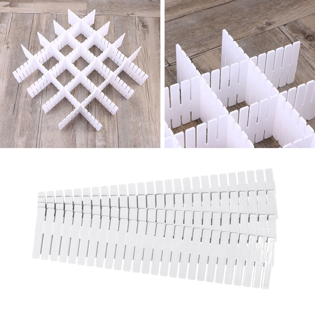 WEUVEB 8Pcs Compartment Organiser For Drawer Storage Solution White PP ...