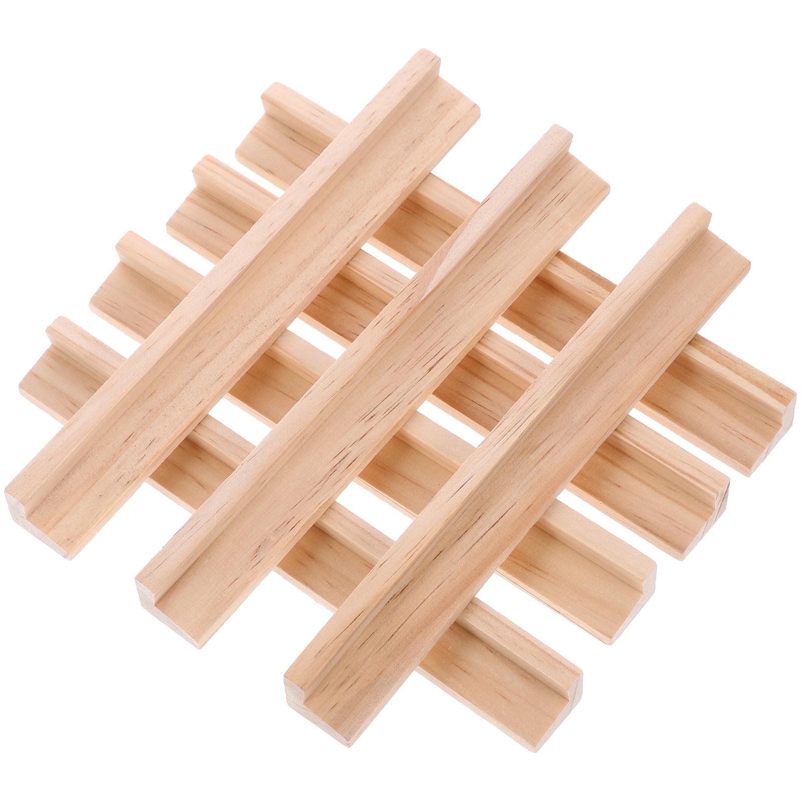 WEUVEB 8Pcs Domino Racks for Mexican Train in Beige Wood with Smooth ...