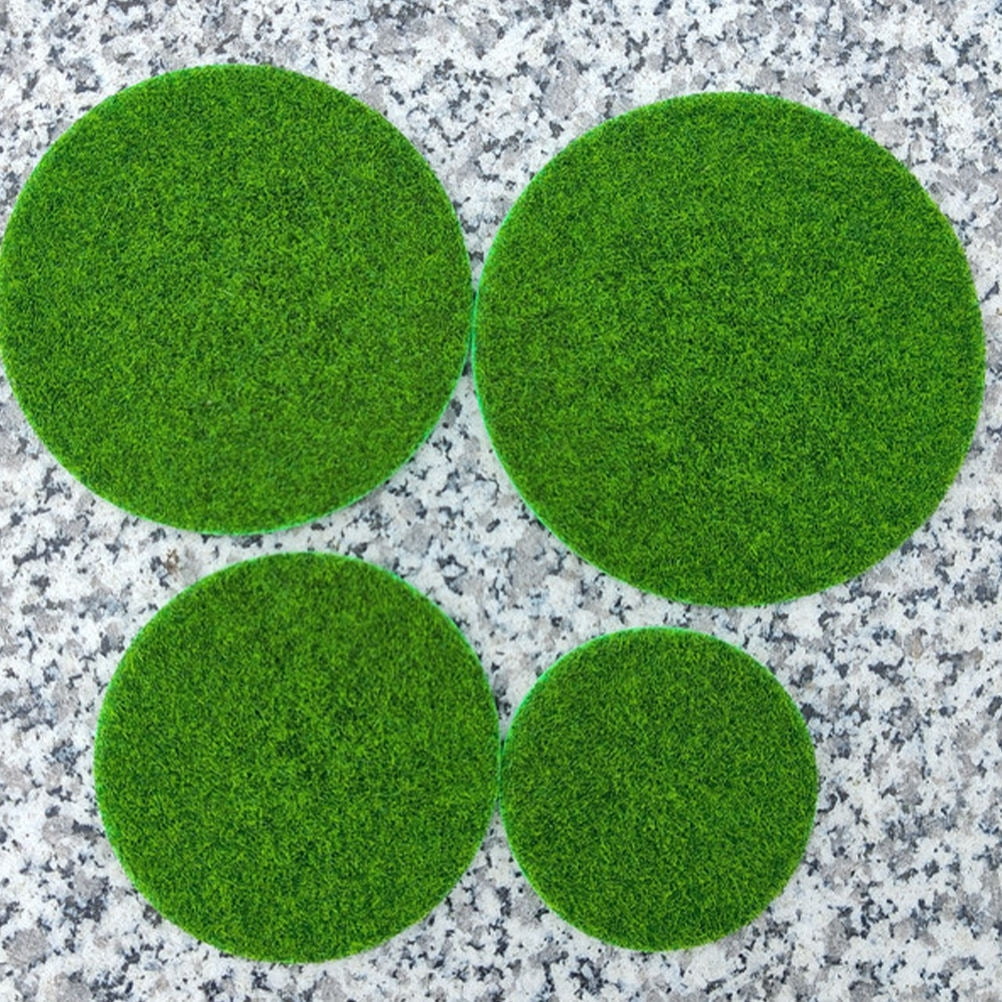 WEUVEB 9pcs Fake Grass Craft Moss Round Pad Green Background Wall ...
