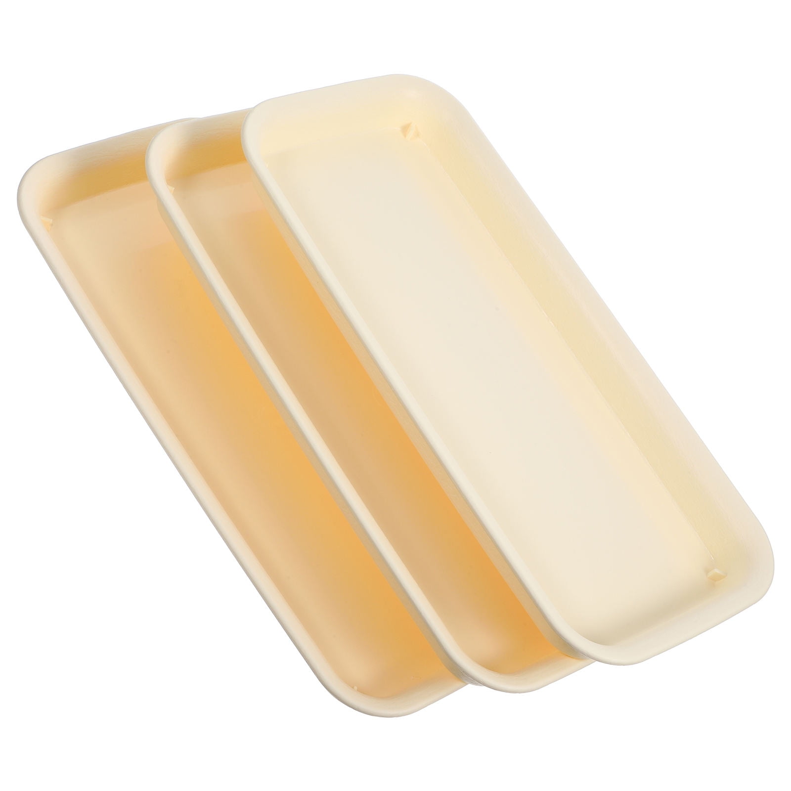 WEUVEB Beige Rectangular Plant Tray, PP Resin, Indoor Outdoor 3Pcs ...