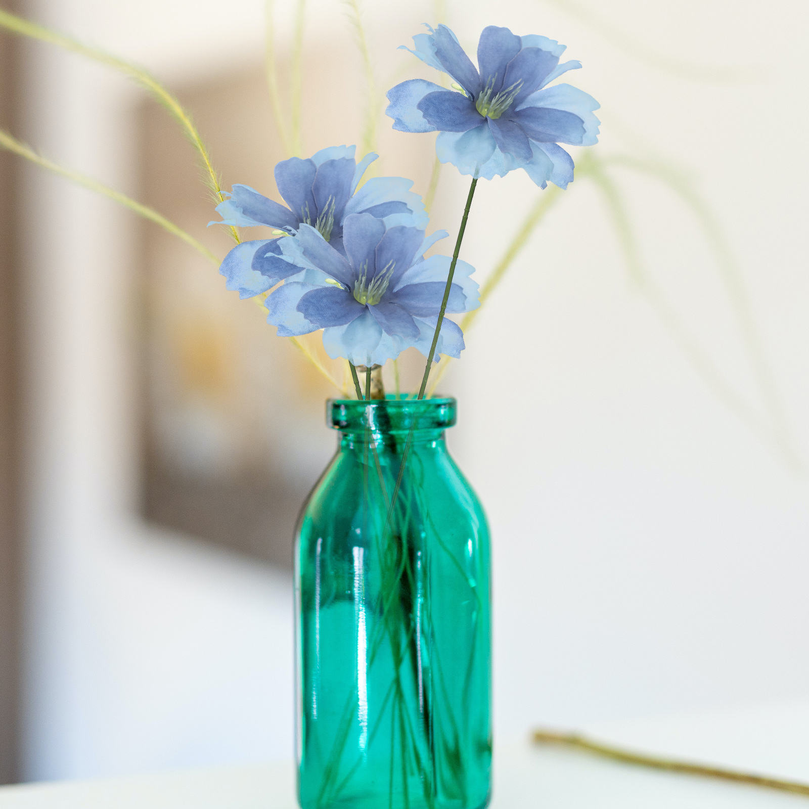 WEUVEB Blue Round Plastic Flower Head Hair Pin Faux Flower Heads ...