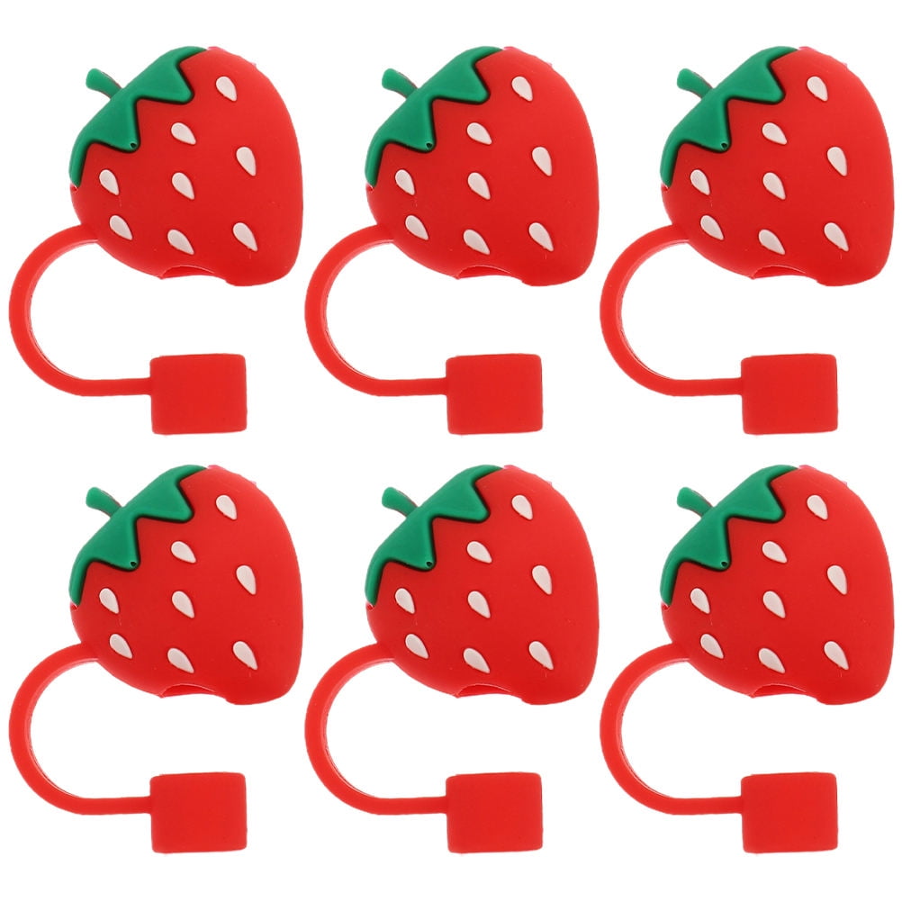 WEUVEB Cute Strawberry Silicone Straw Covers for Drink Protection and ...