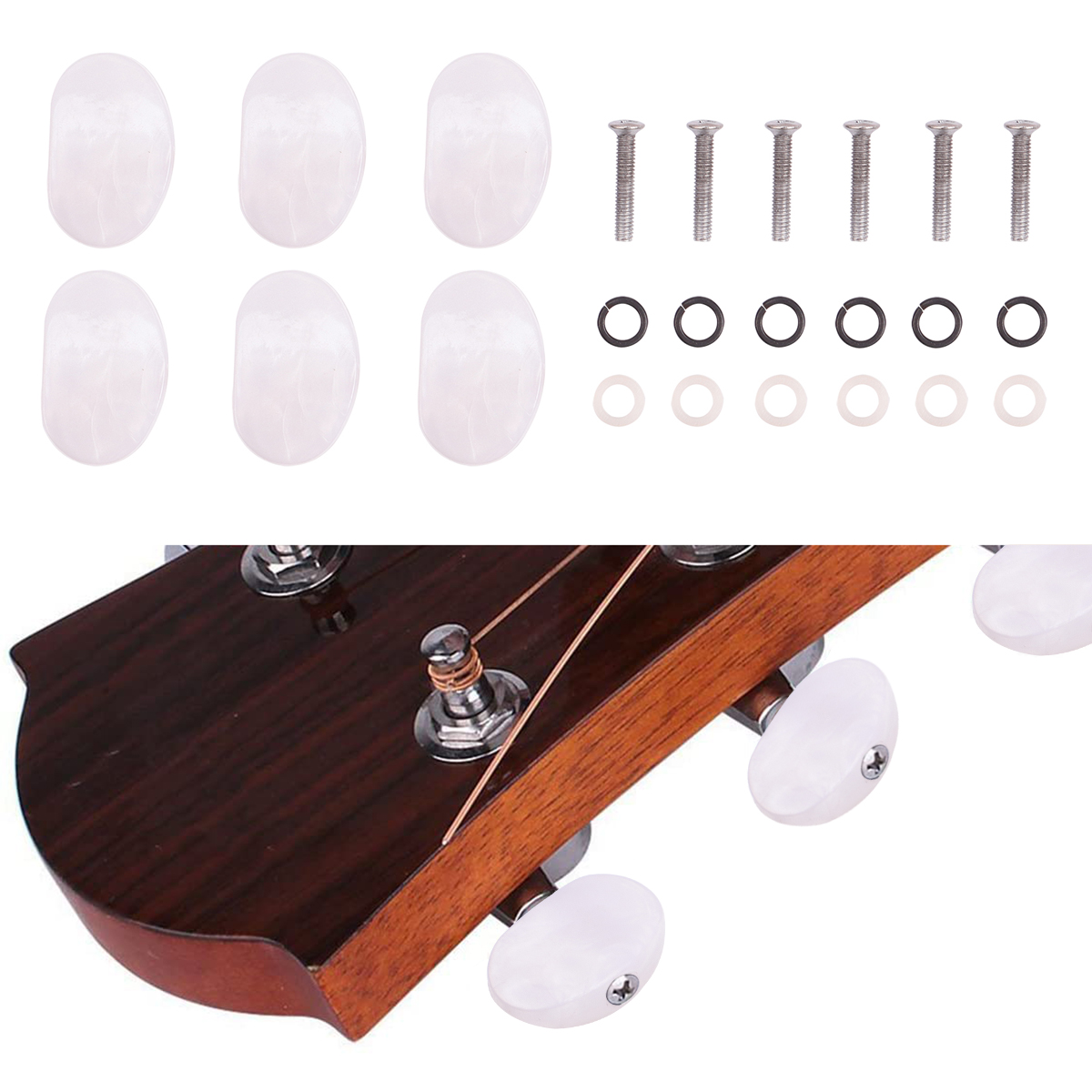 WEUVEB 6Pcs Universal Guitar Tuning Peg Caps with Ferrules and Screws ...