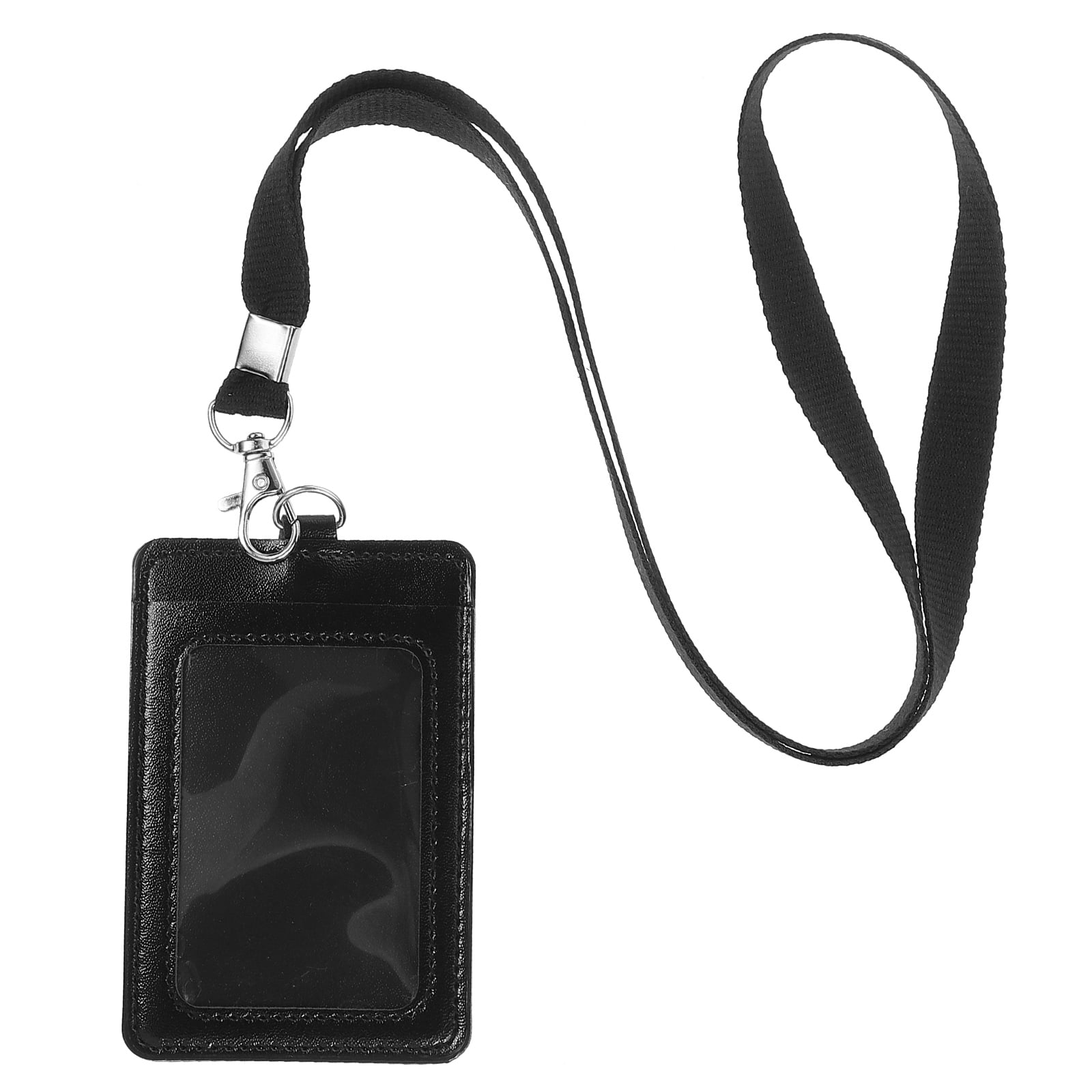 WEUVEB Black PU Badge Case with Clear Id Window and Lanyard - Walmart.com