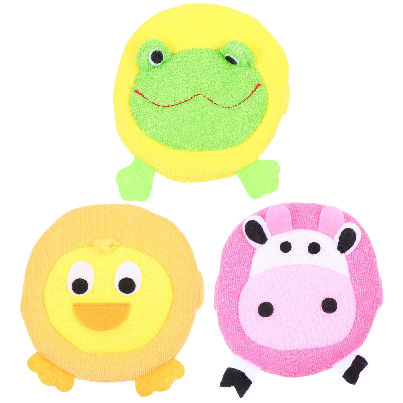 WEUVEB Infant Sponge Bath Set 3Pcs Cow Duck Frog Shapes for Toddlers ...