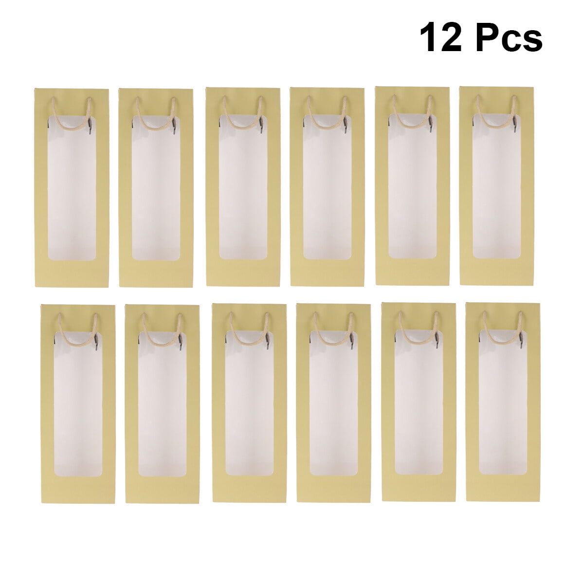 WEUVEB Kraft Paper Bags 12pcs Single Red Wine Carrier Bags with Window ...