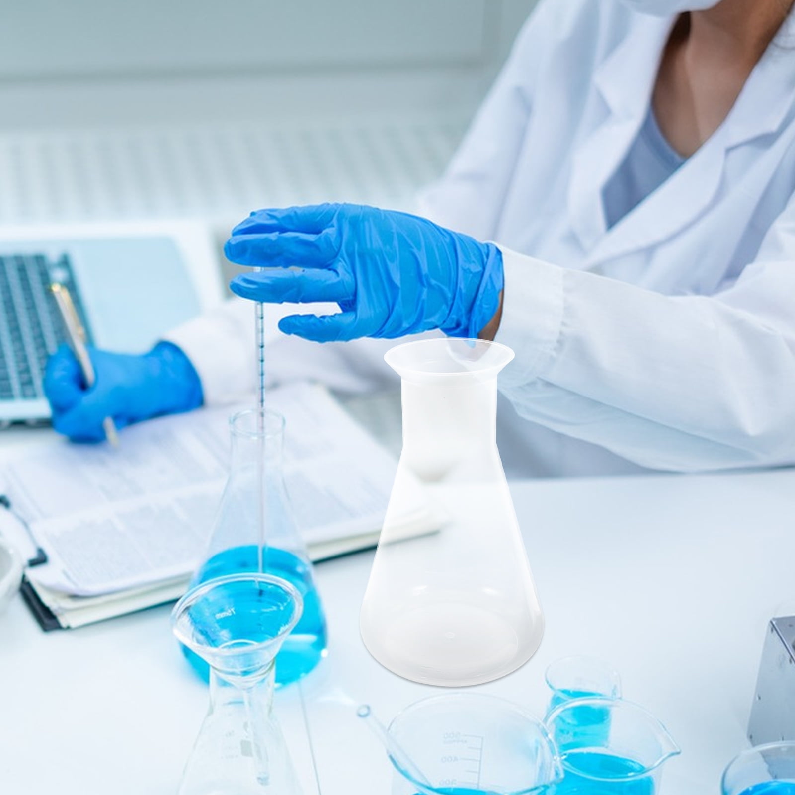 WEUVEB Lab Beakers Transparent Plastic Flask Conical for Laboratory Use ...