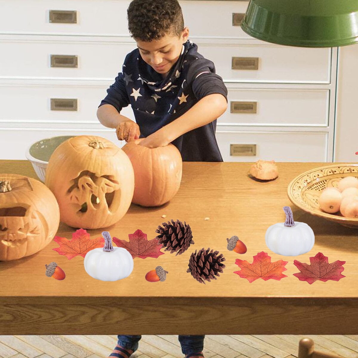 WEUVEB Maple Leaf Props Mini Fake Pumpkins 24Pcs Assorted Color Froth ...