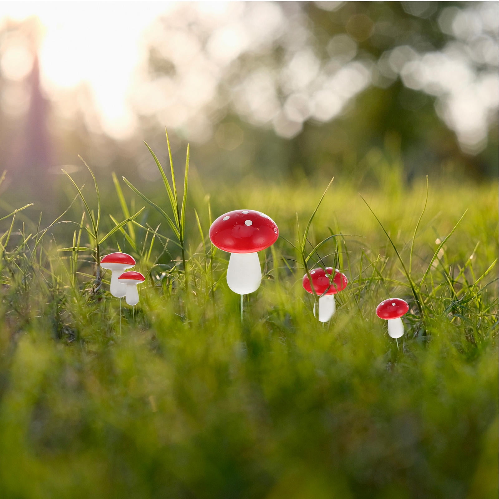 WEUVEB 50pcs Artificial Mini Mushrooms Red Wire Foam Decoration Plant ...