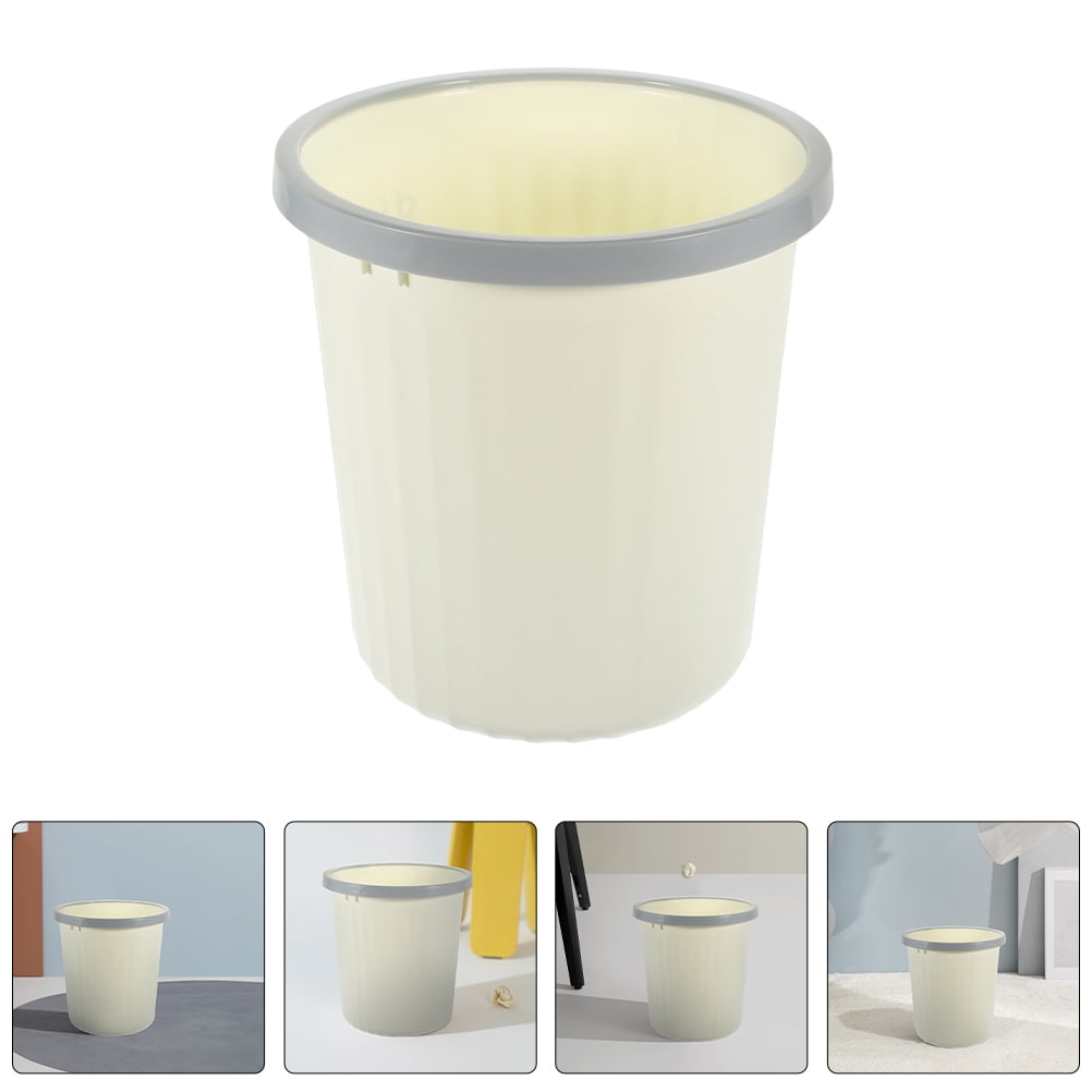 WEUVEB Beige Plastic Trash Can for Home Storage Reusable Kitchen Waste ...