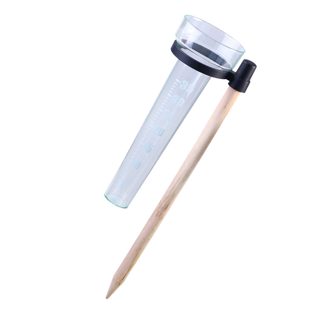 WEUVEB Outdoor Plastic Rainfall Gauge with Measuring Cup and Wooden ...