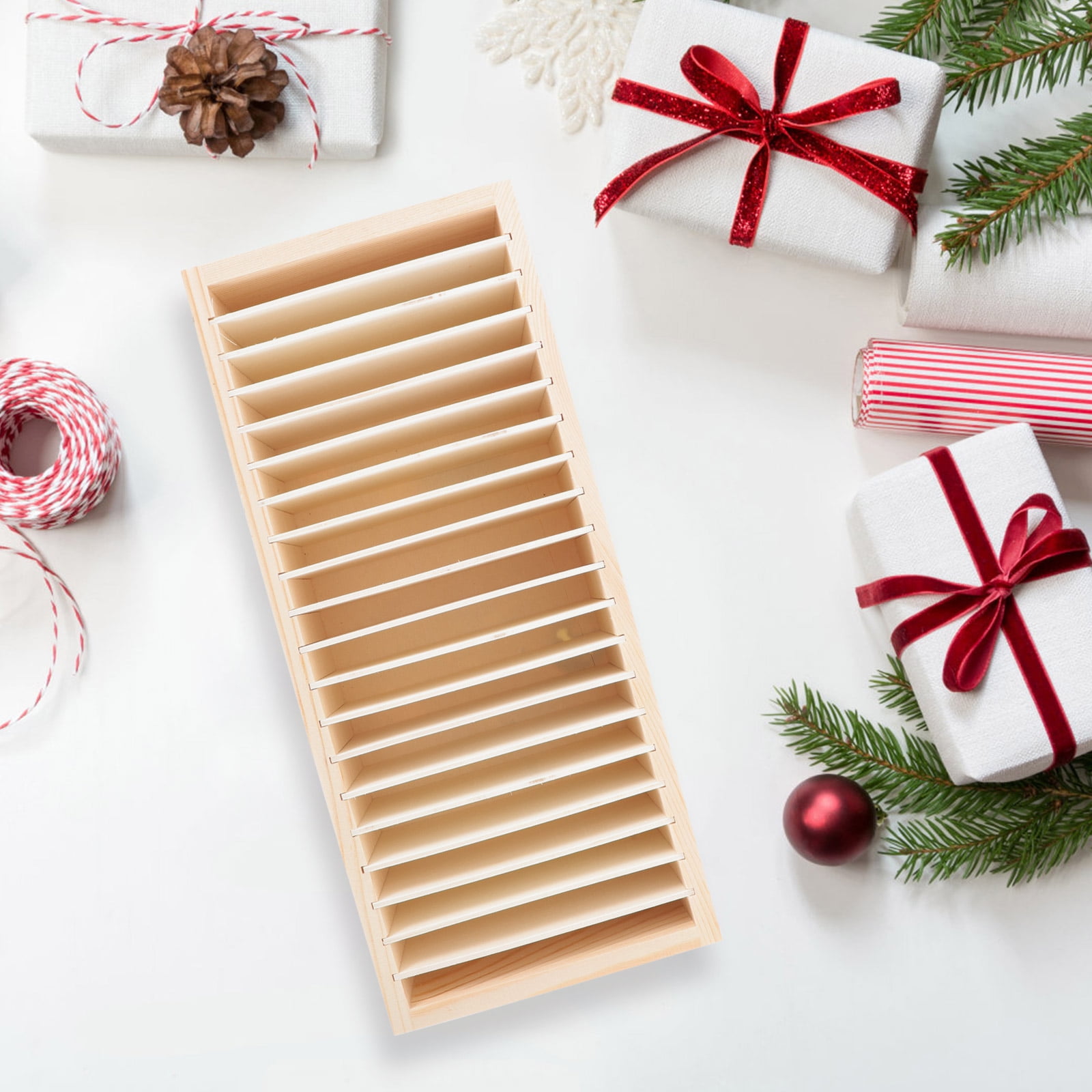 WEUVEB Ribbon Organizer Rack 1Set Khaki Rectangular Wood Material for ...
