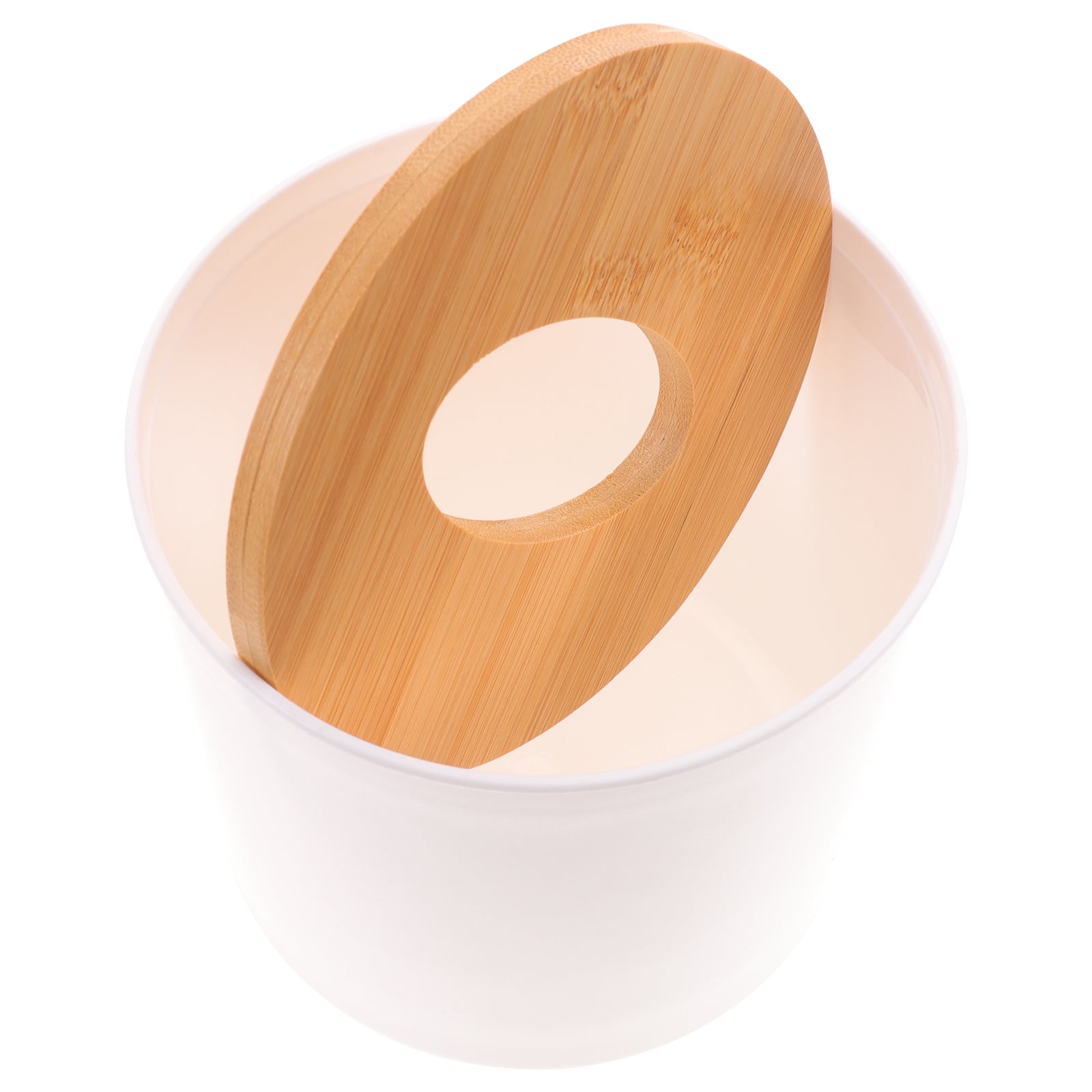 WEUVEB Round Bamboo PET Tissue Container Simple Style for Living Room ...