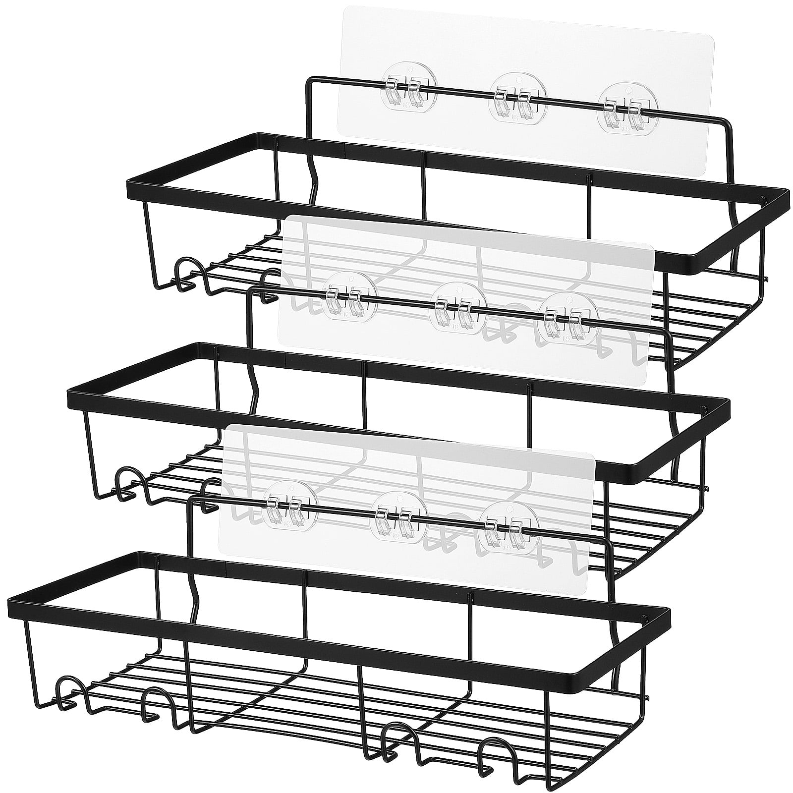 WEUVEB Shelves for Shower Wall Black Iron 3Pcs 12X4.5X2.4In - Walmart.com