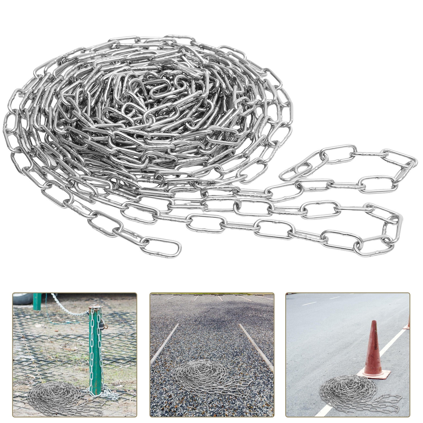 WEUVEB Silver Barrier Chain 1Set For Driveway Safety And Crowd Control ...